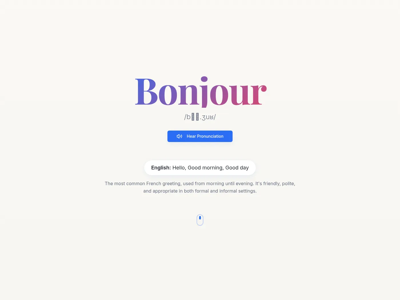 Bonjour Greeting Web App