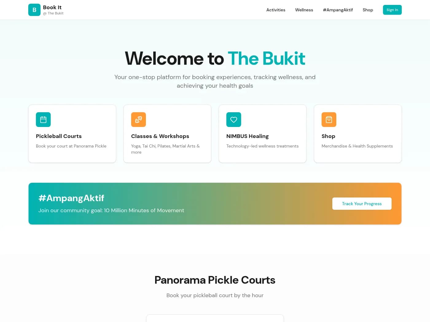 Book It @ The Bukit Experience & Wellness Booking Platform