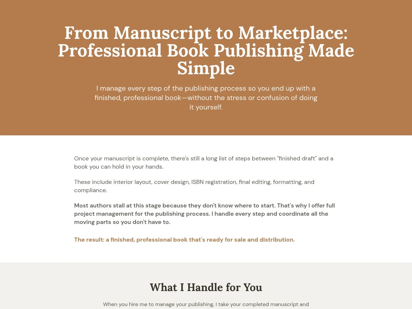 Professional Book Publishing Service Landing Page