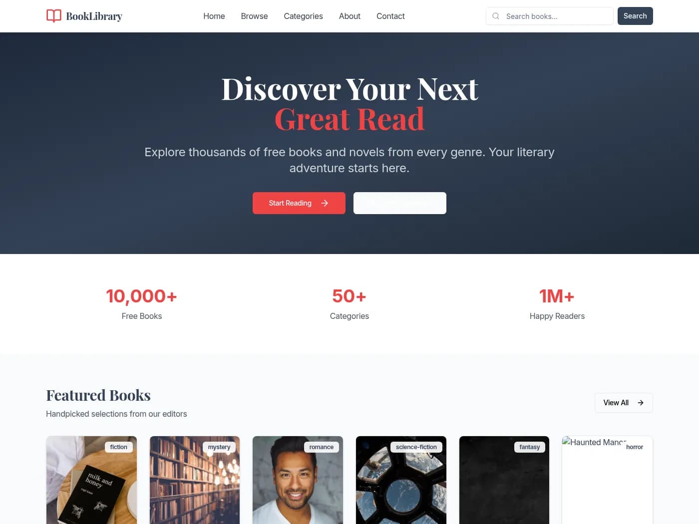 Books & Novels Free Reading Library Website