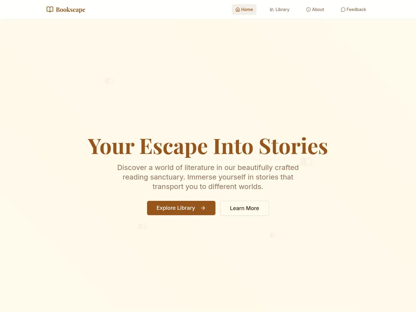 Bookscape: A Minimal Book-Reading Website with Animated Bookish Backgrounds