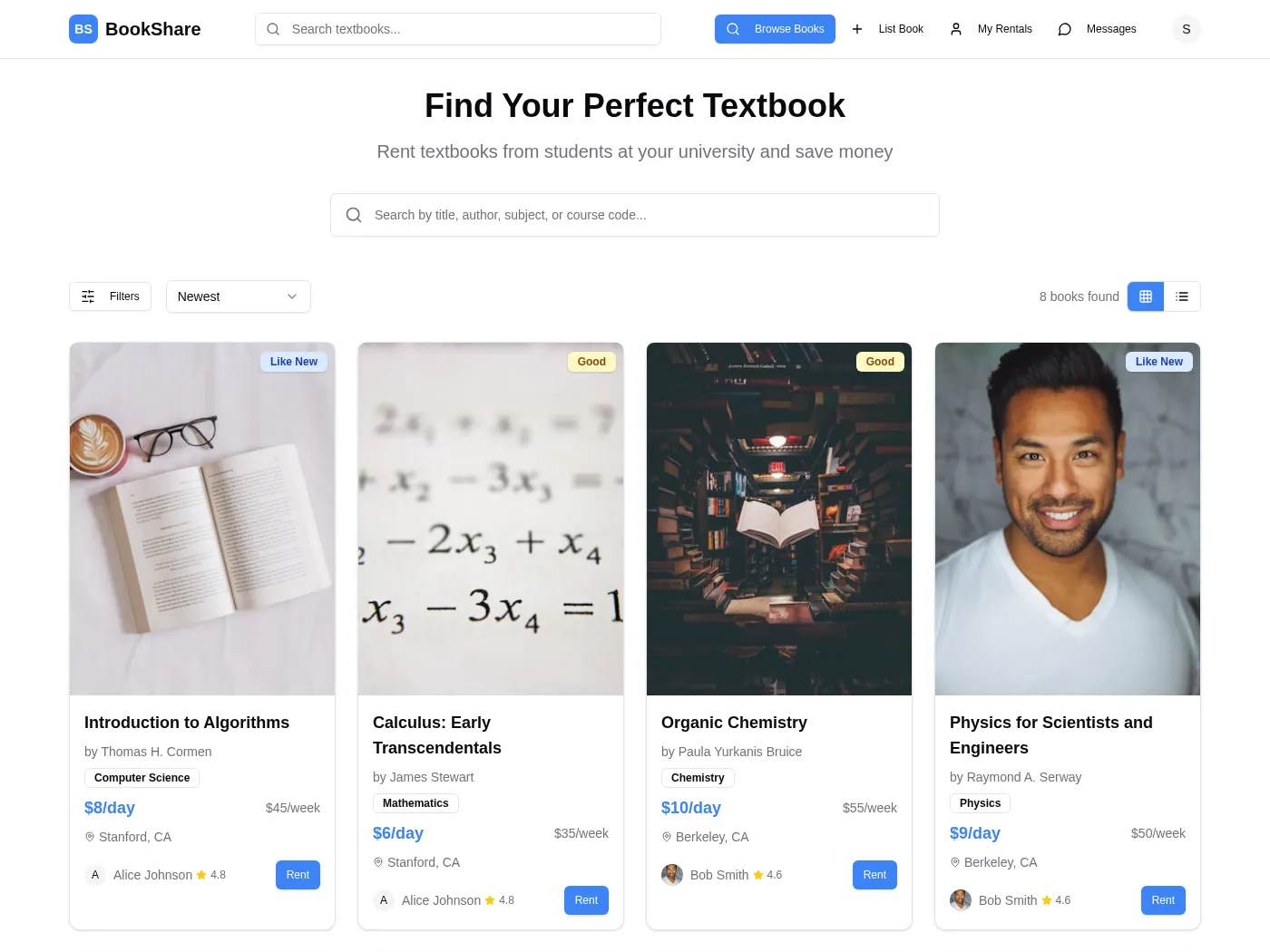 BookShare: Peer-to-Peer Textbook Rental Platform