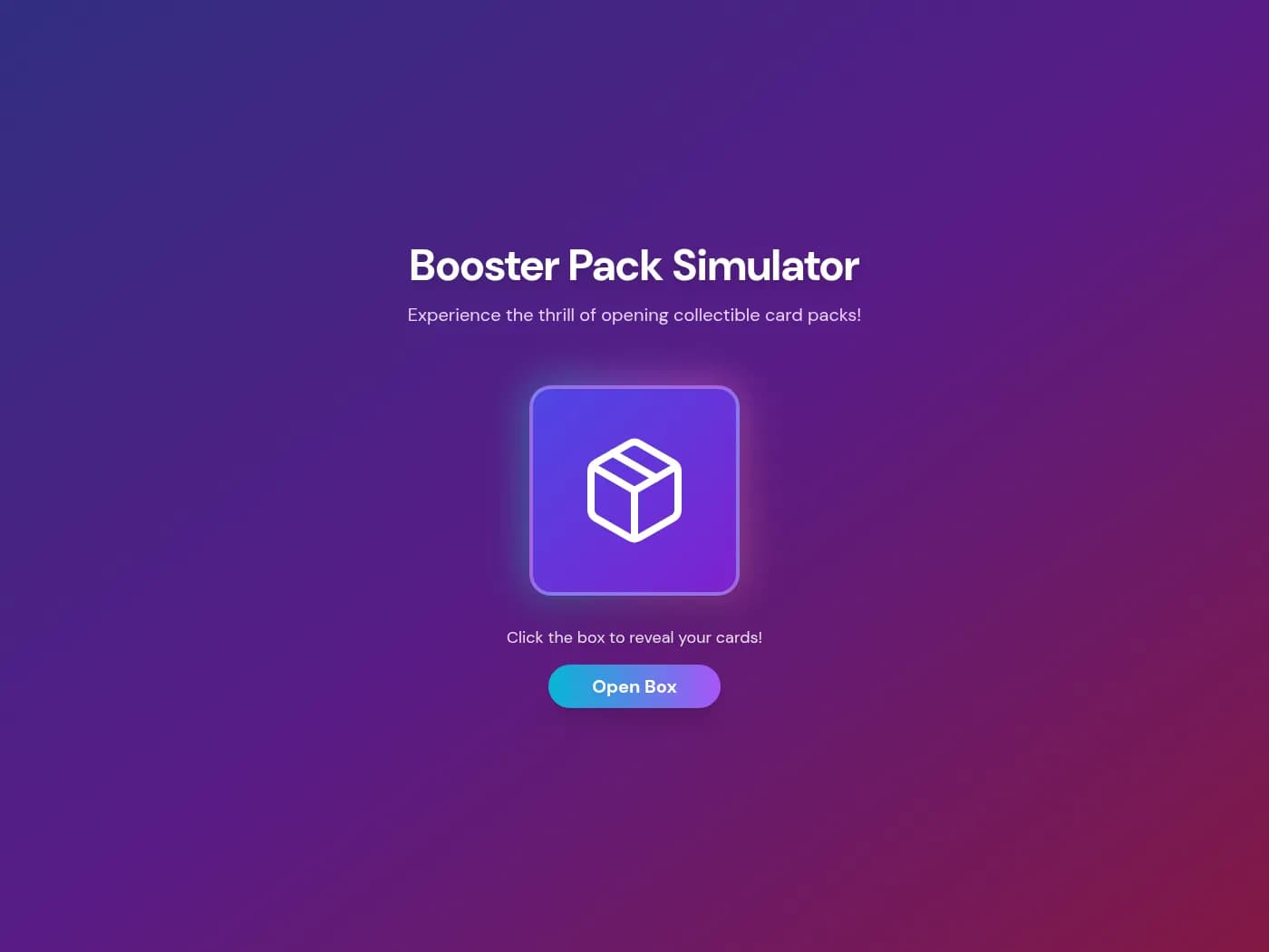 Booster Pack Opening Simulator Game