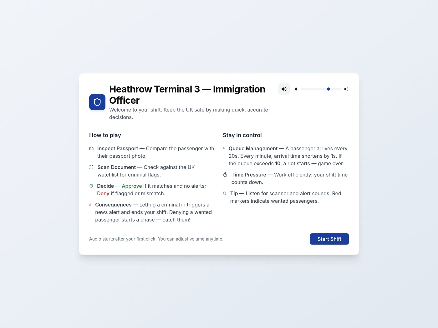 Border Security Game: Heathrow Immigration Officer Simulator
