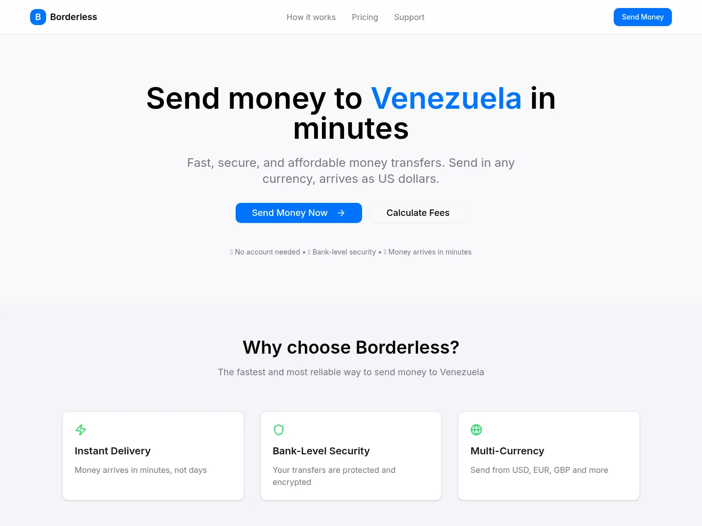 Borderless Dollar Sender