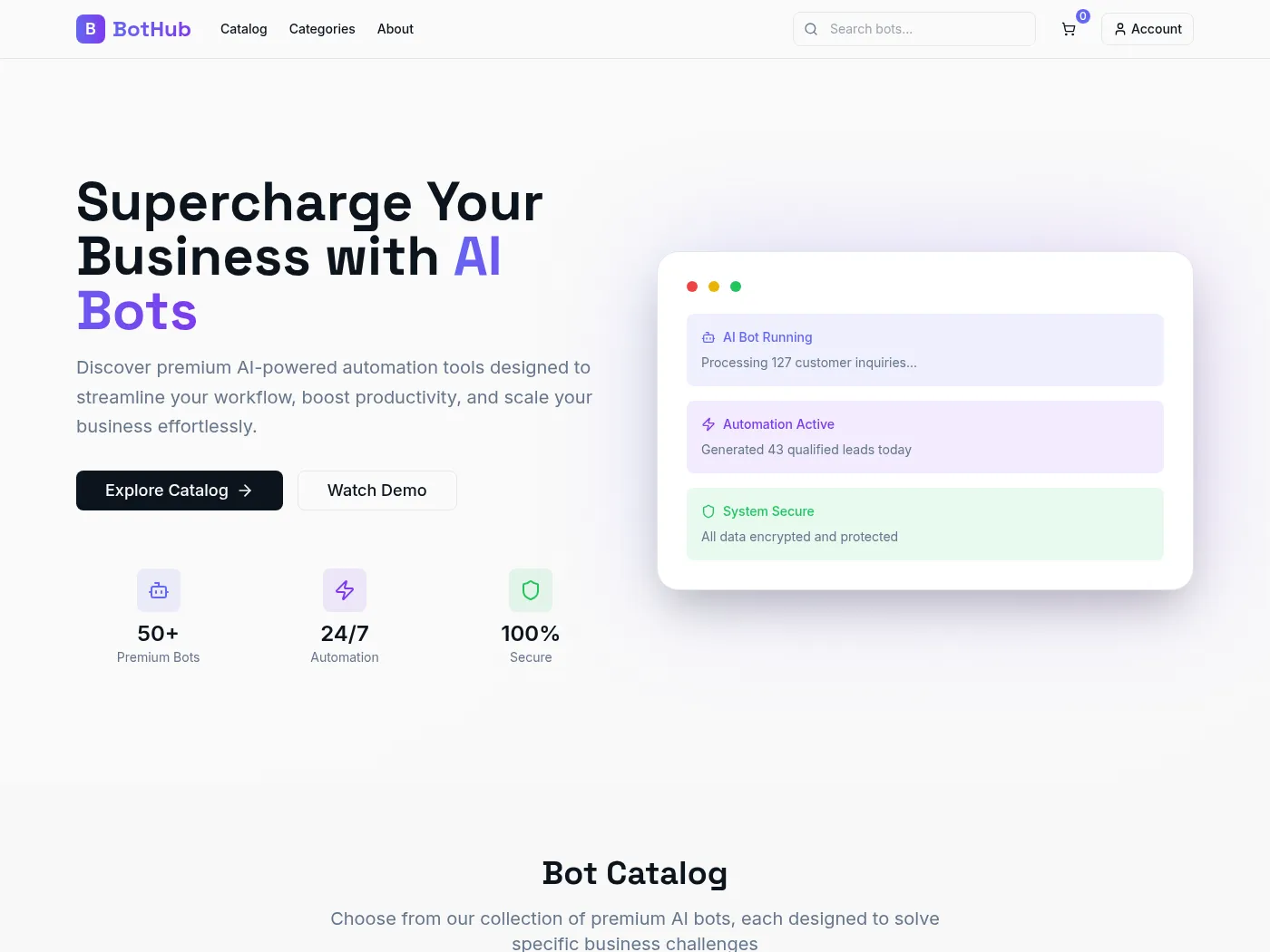 Bot Marketplace Website