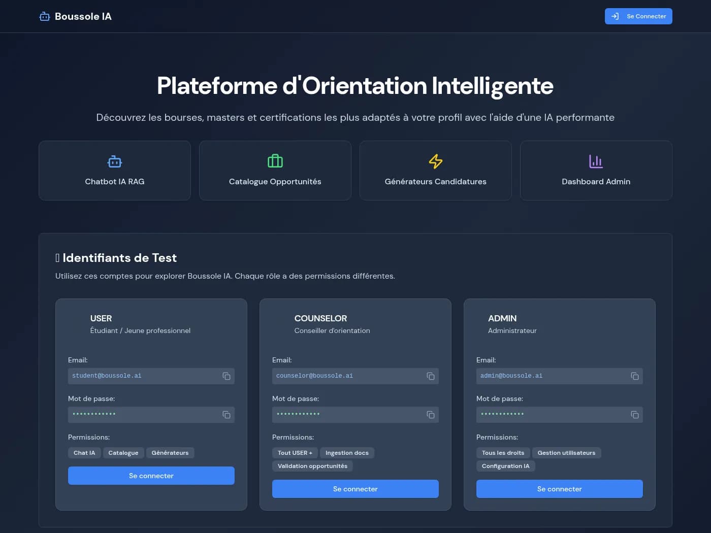 Boussole IA – Plateforme intelligente d’orientation et de candidatures académiques basée RAG et IA
