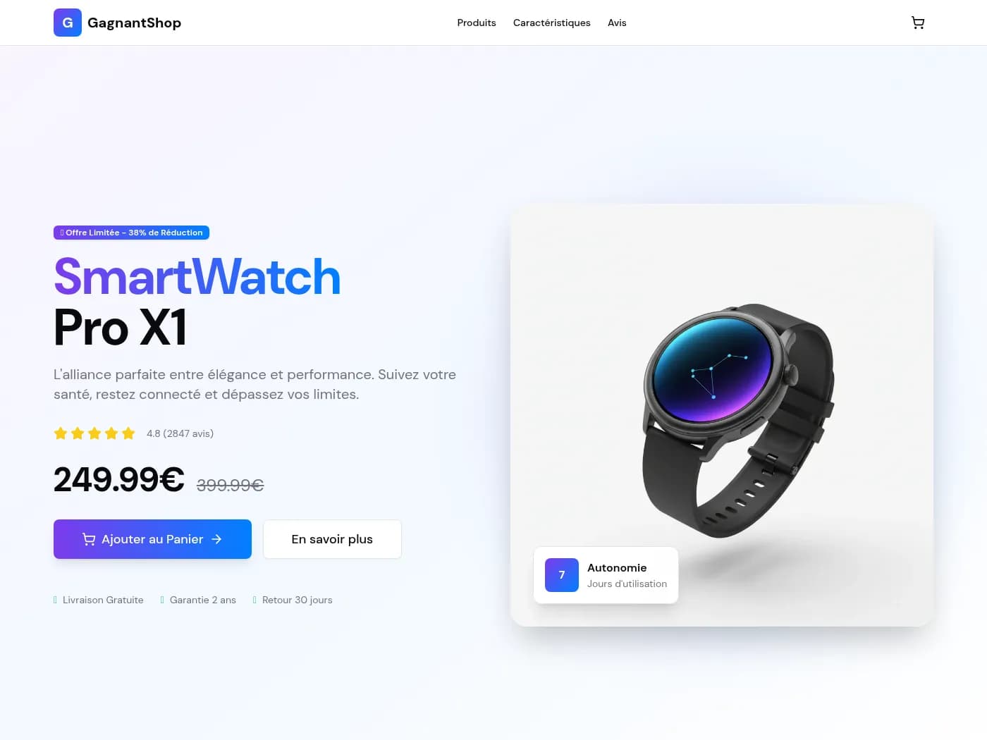 GagnantShop - Boutique Shopify pour un produit vedette