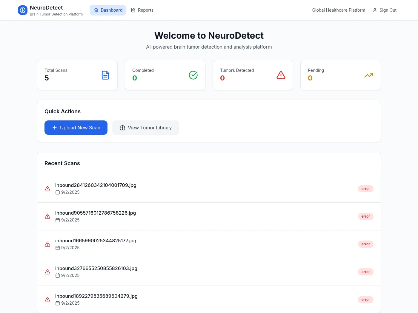 Multi-Region Brain Tumor Detection & Analysis Web Platform