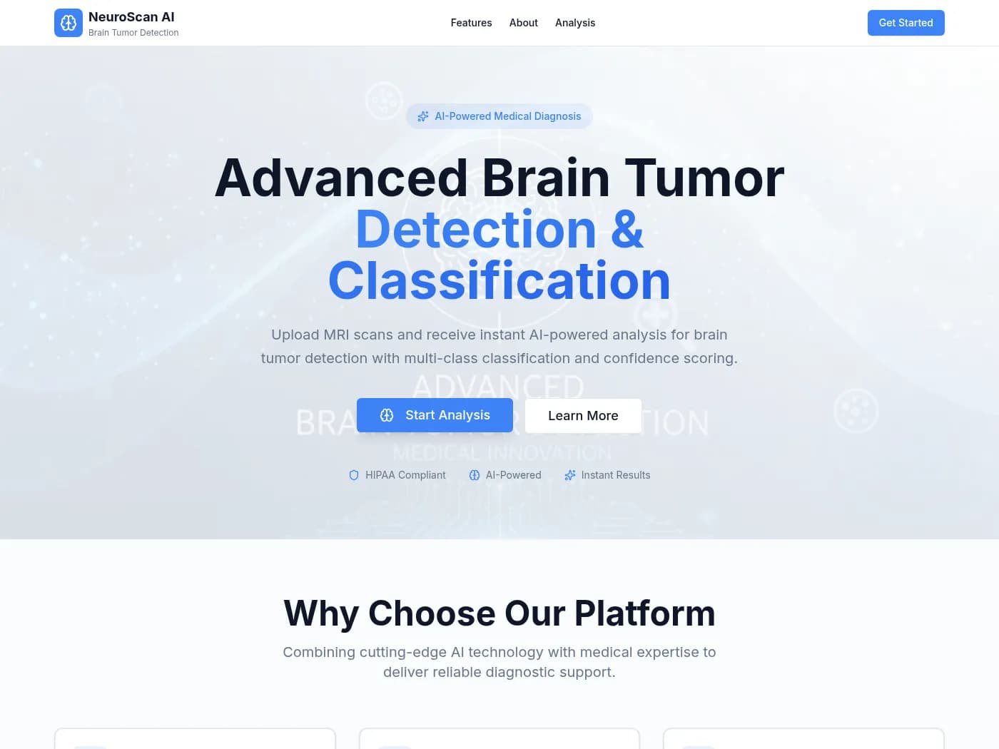 Brain Tumor Detection and Classification Platform