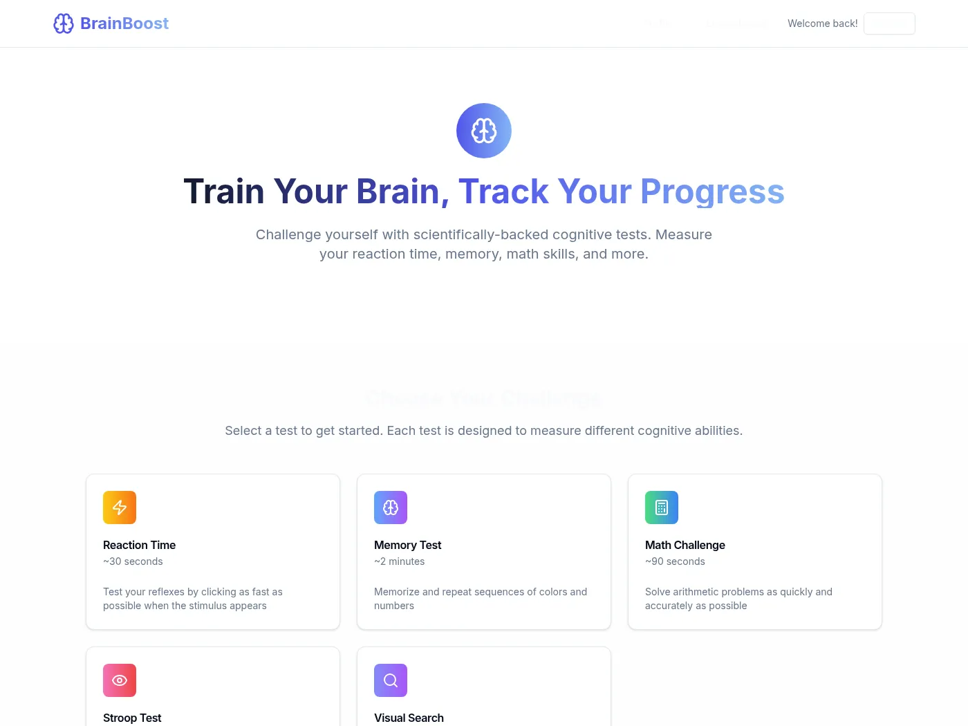 BrainBoost – Interactive Brain Training Website