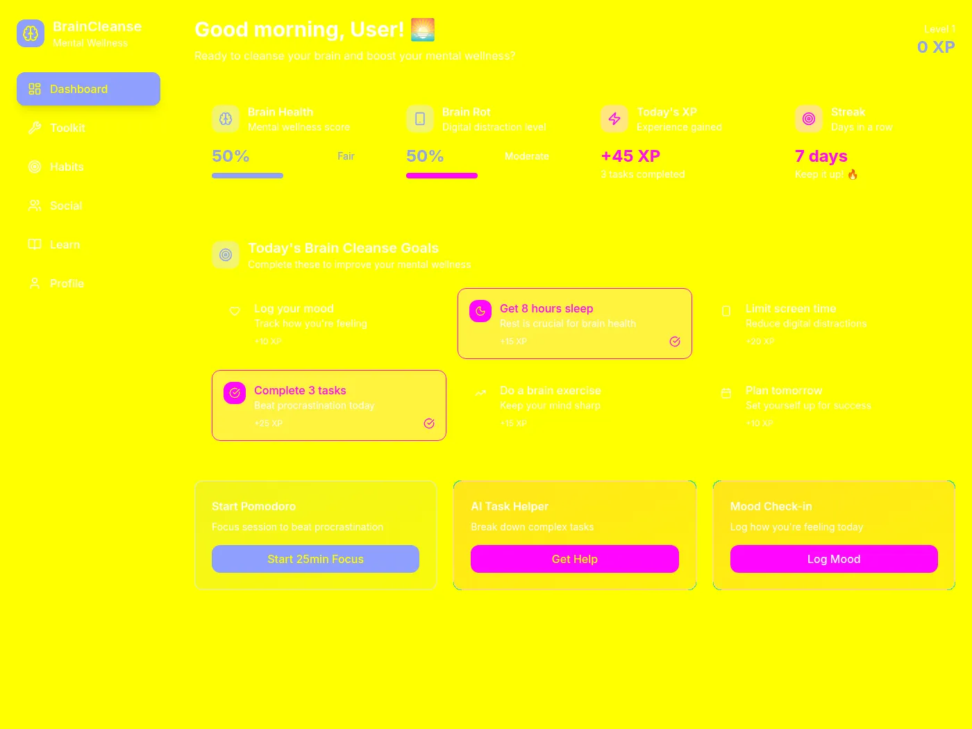 BrainCleanse: Gamified Anti-Procrastination & Mental Wellness Platform