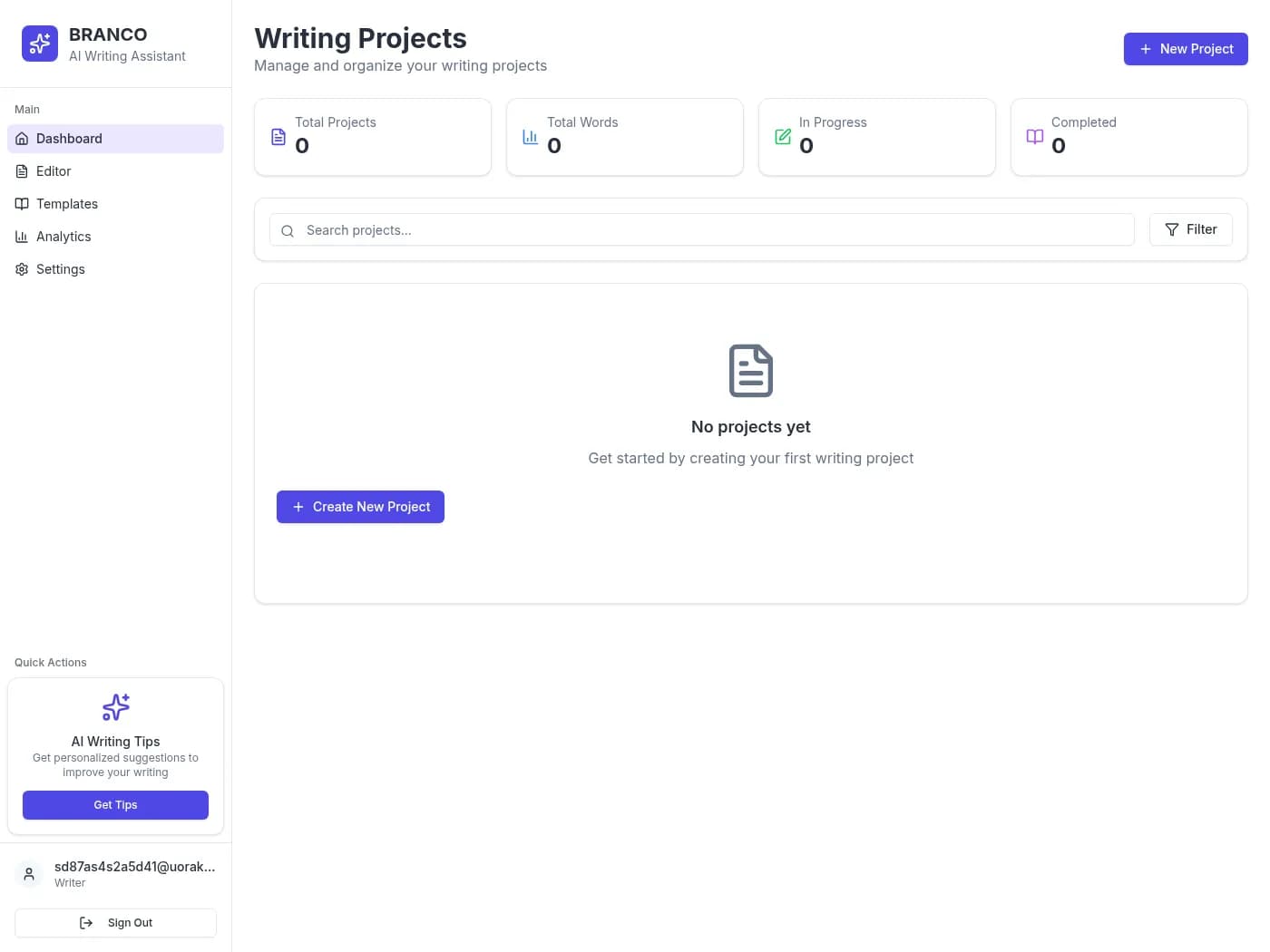 BRANCO: AI Writing Assistant and Content Generator