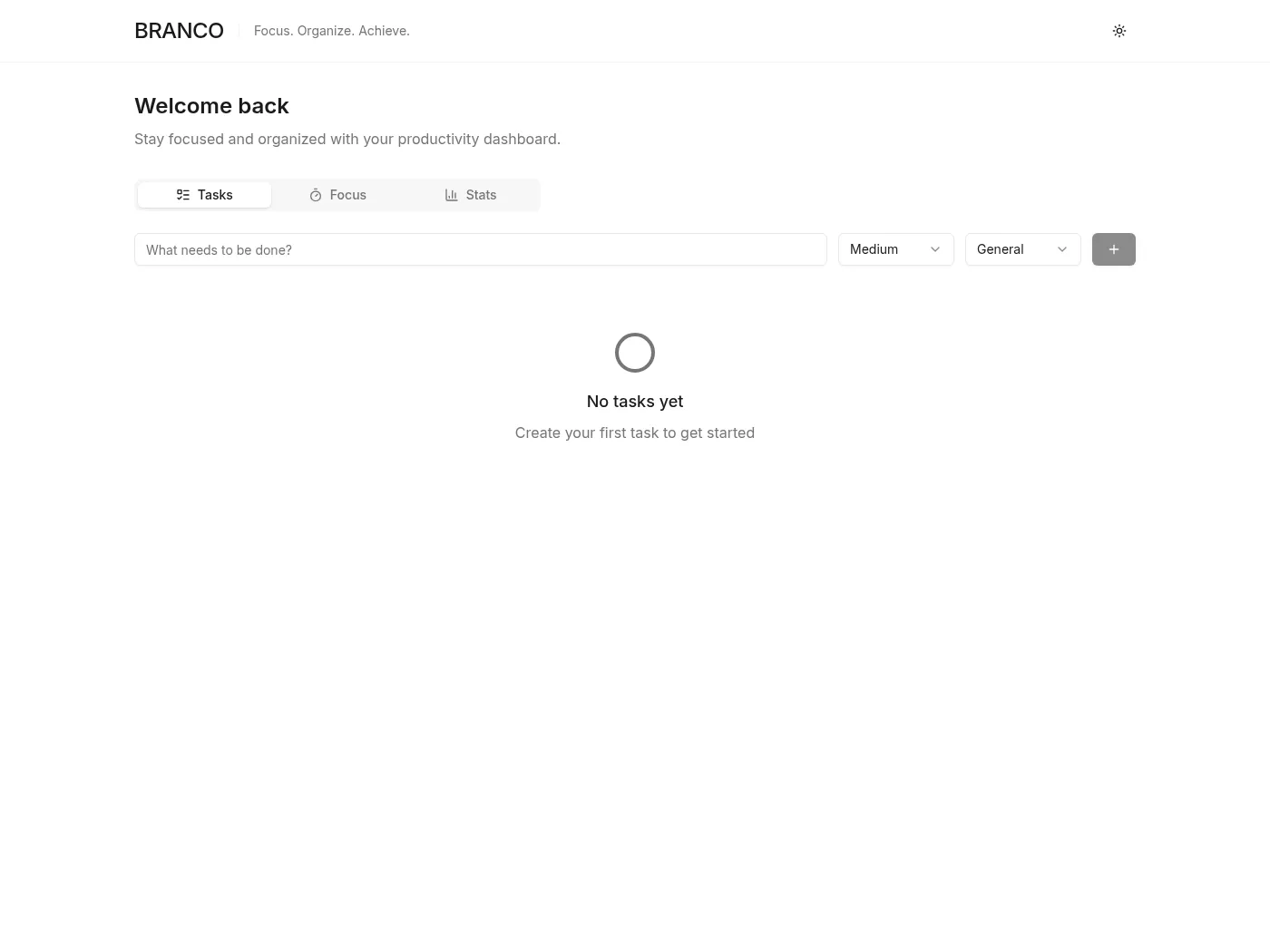 BRANCO - Minimalist Productivity Web App