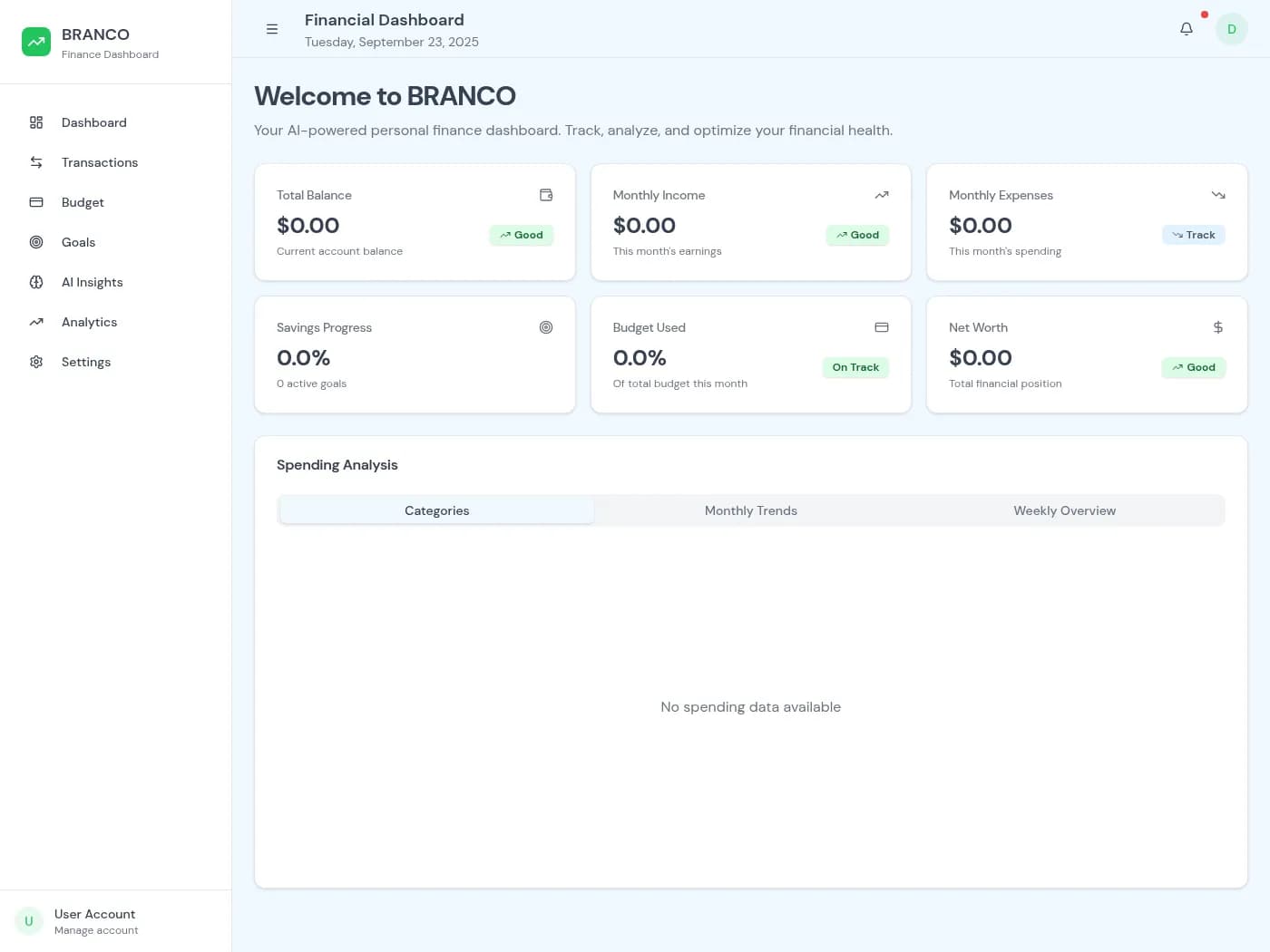 BRANCO: AI-Powered Personal Finance Dashboard
