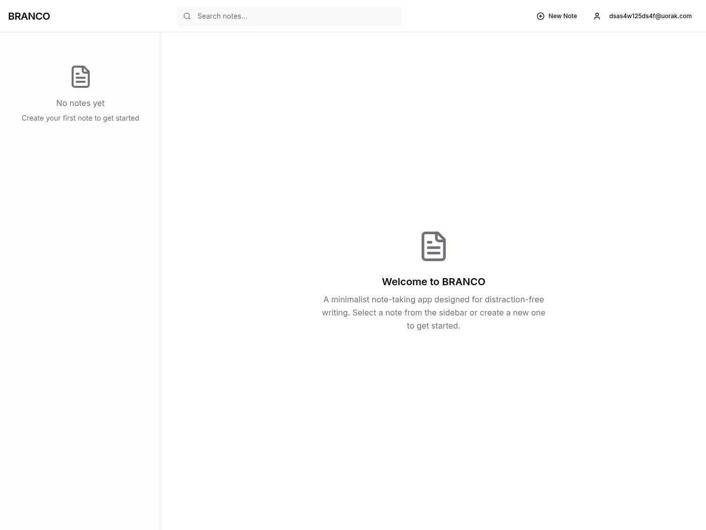 BRANCO - Minimalist Note-Taking App