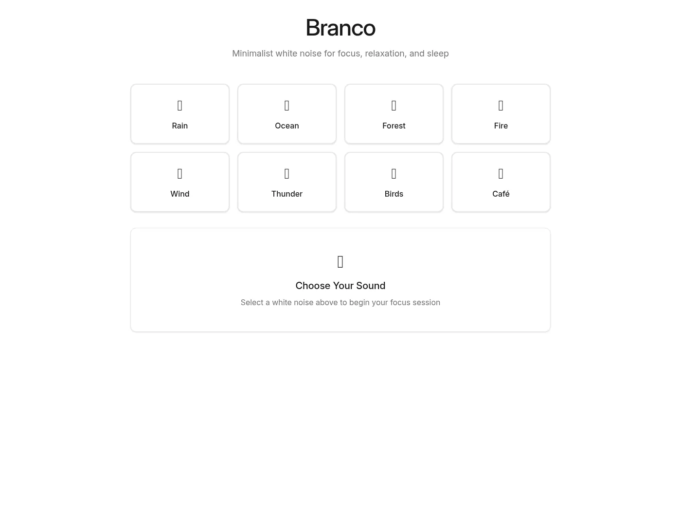 Branco: Minimalist White Noise Web App
