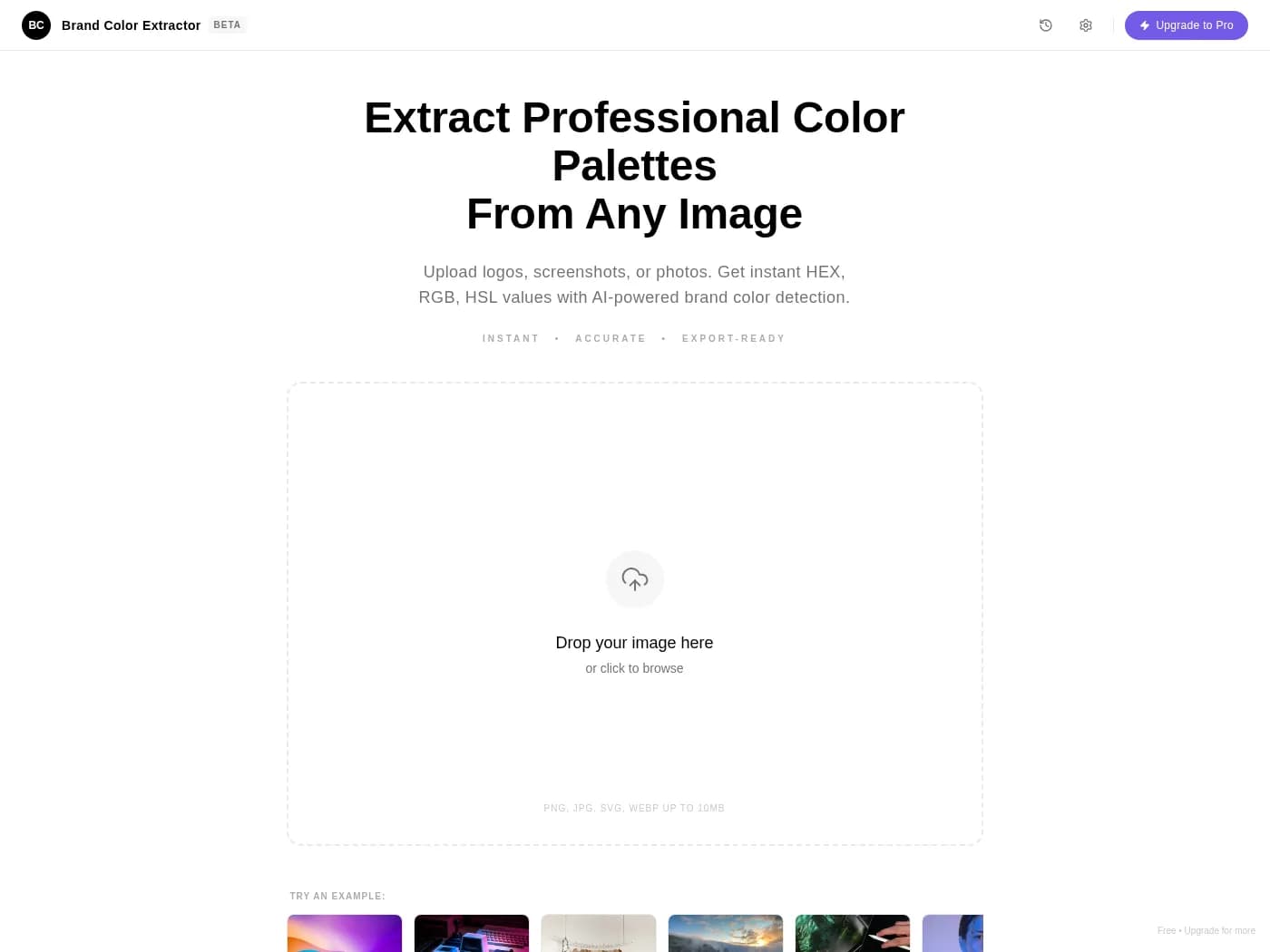 Brand Color Extractor – Premium AI Color Palette Generator for Designers