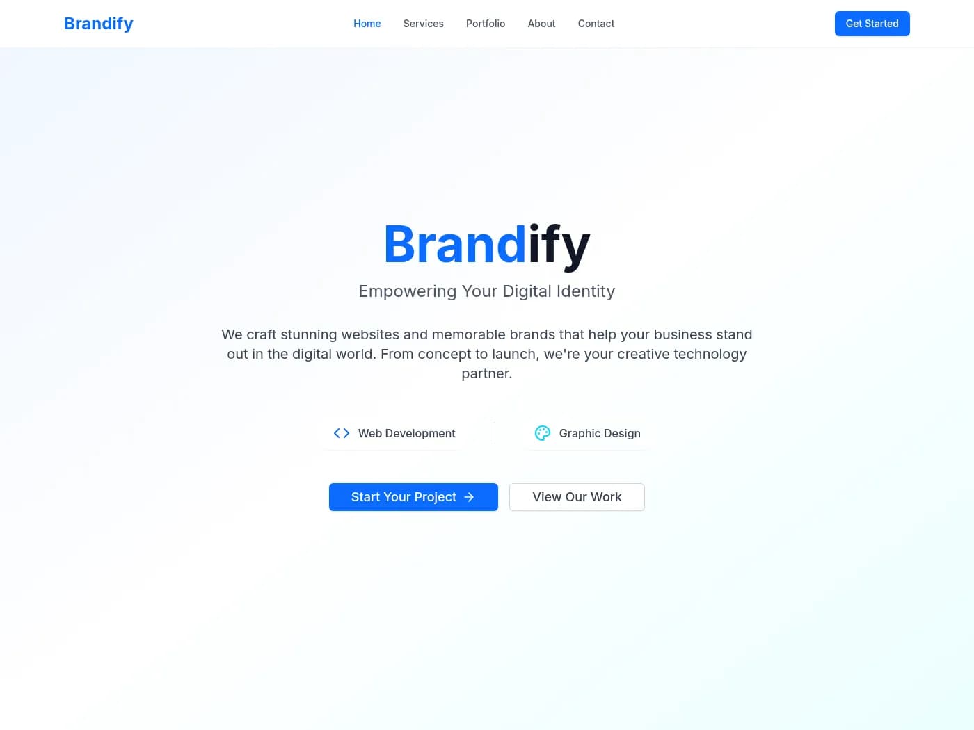 Brandify Company Website - Modern Web Development & Graphic Design Portfolio