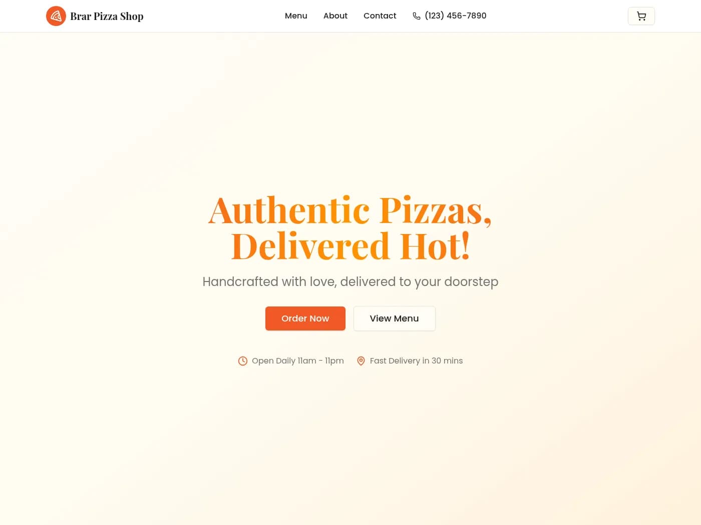 Brar Pizza Shop Online Delivery Website