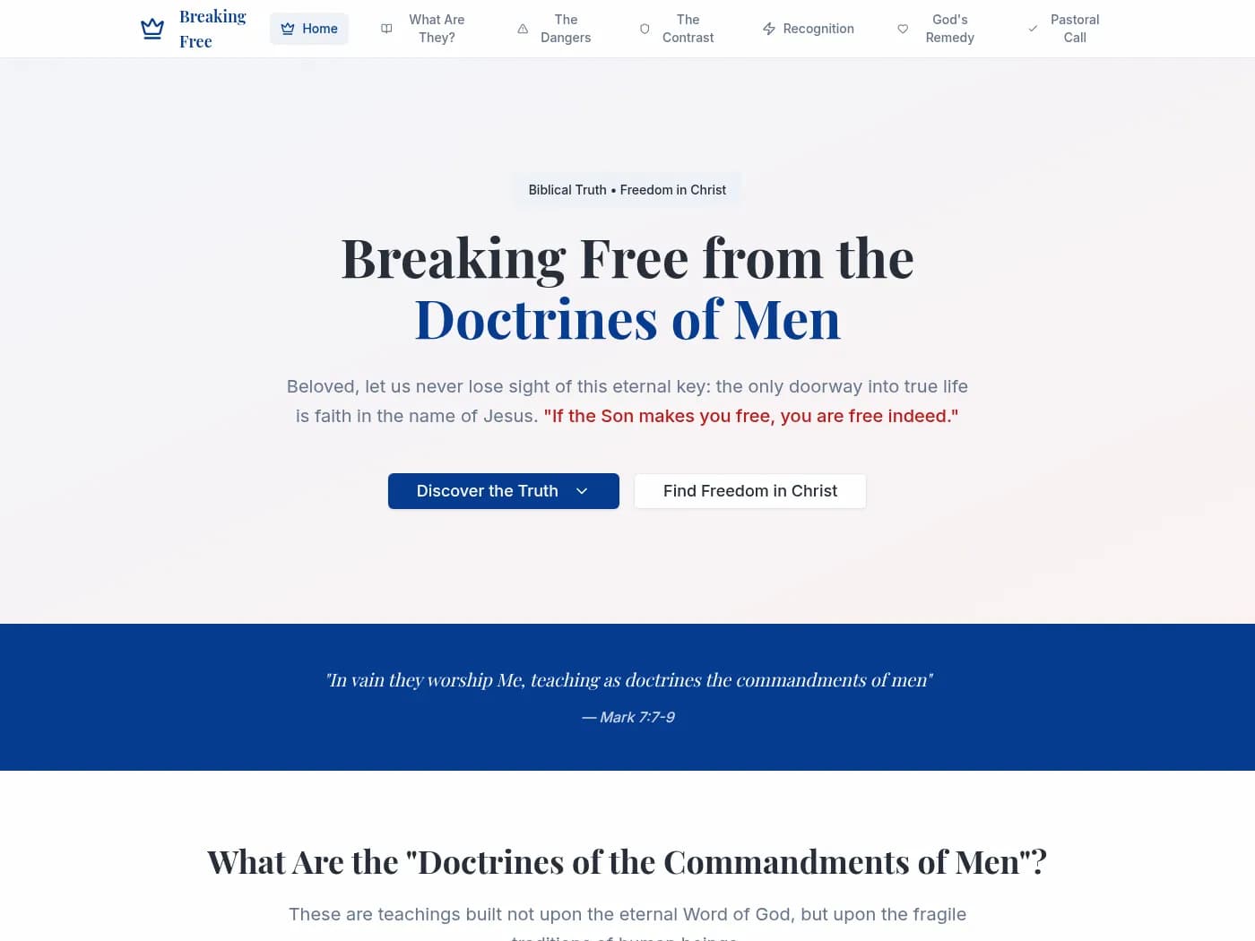 Breaking Free: Exposing the Danger of Manmade Doctrines