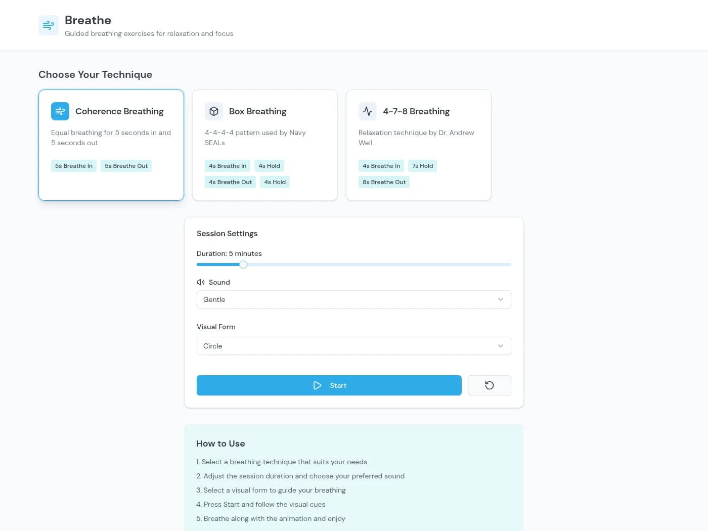 Interactive Breathing Exercise Web App