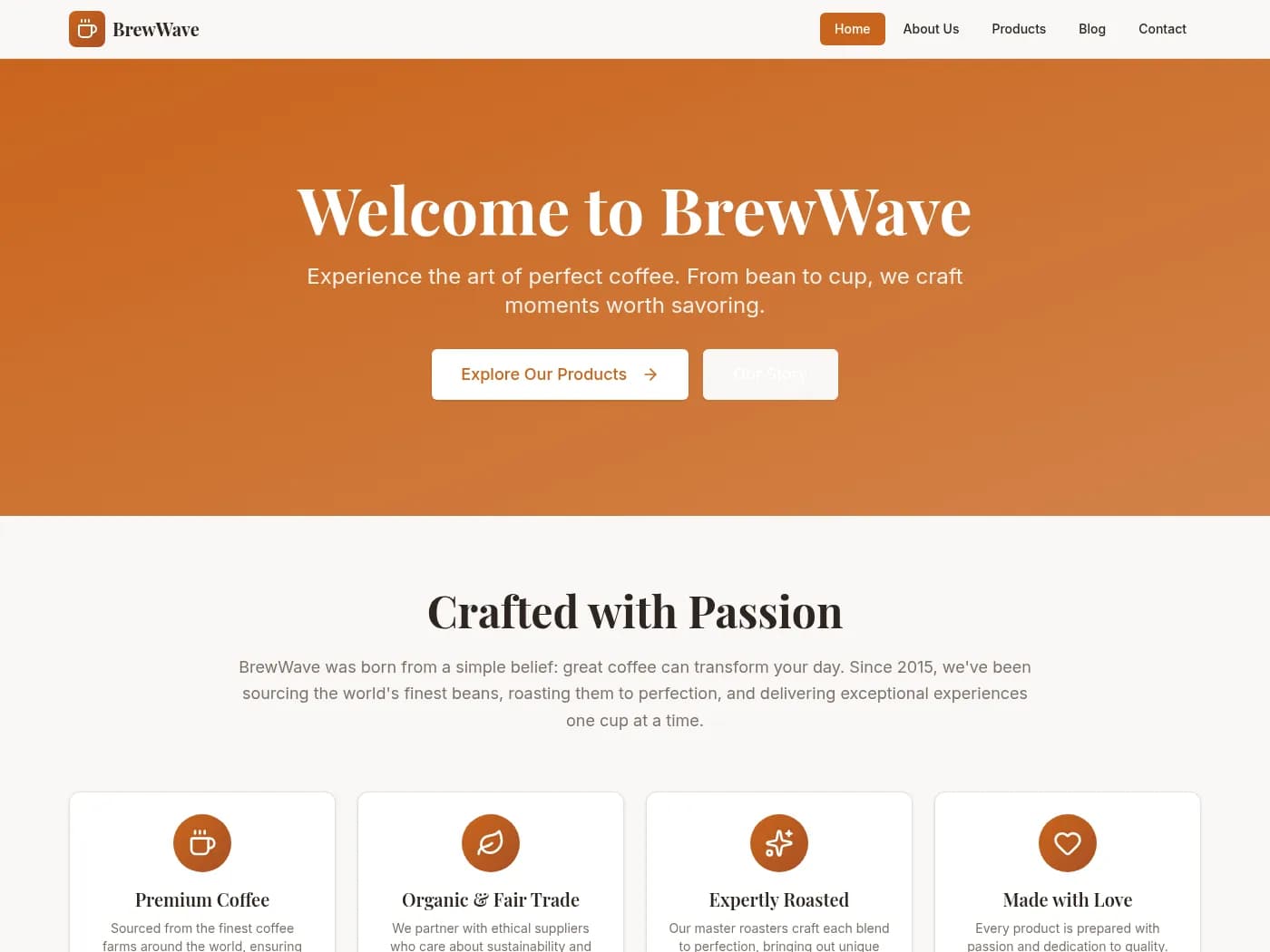 BrewWave Coffee Shop Web Presence