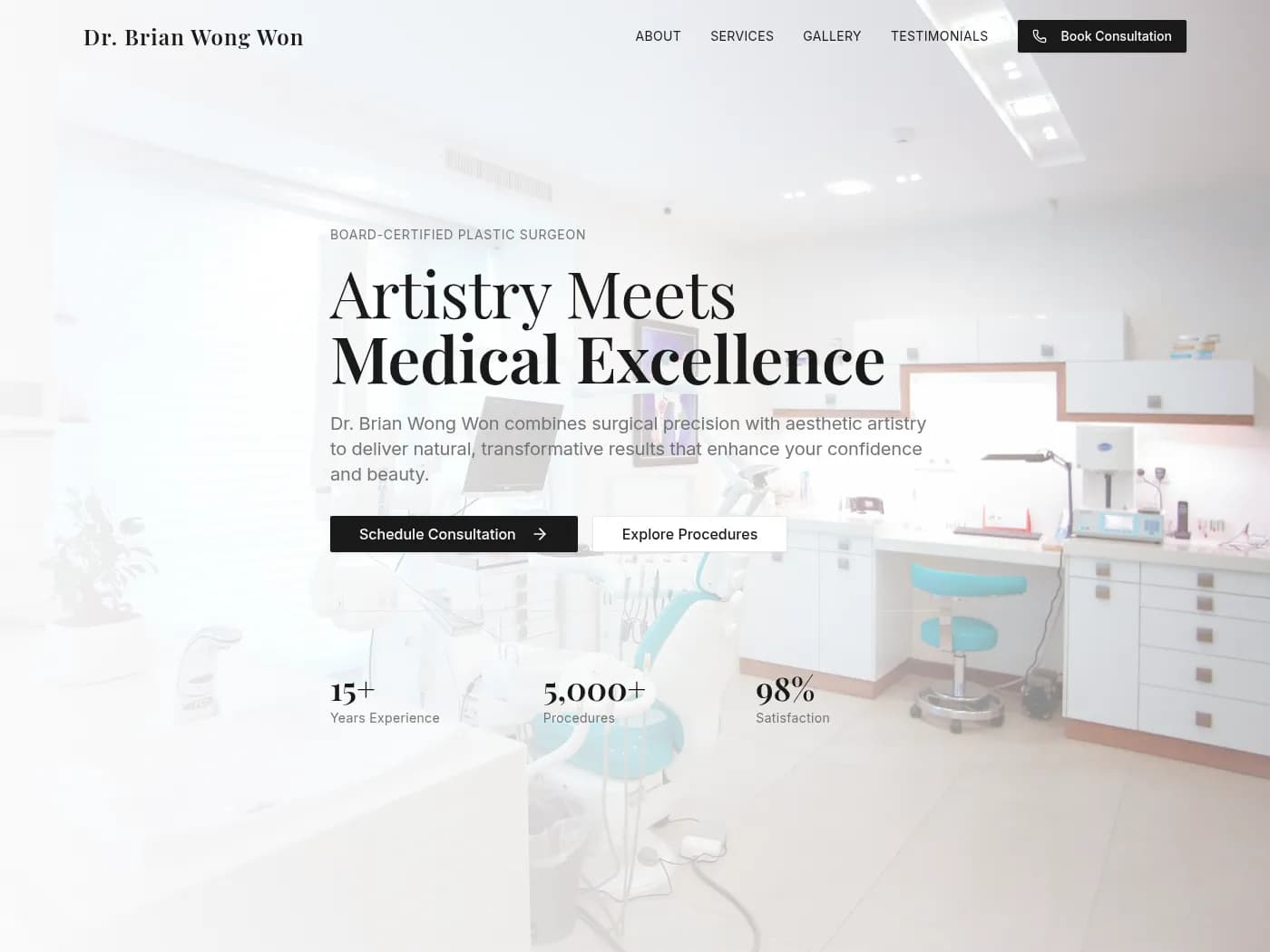 Brian Wong Won MD Luxury Plastic Surgery Website