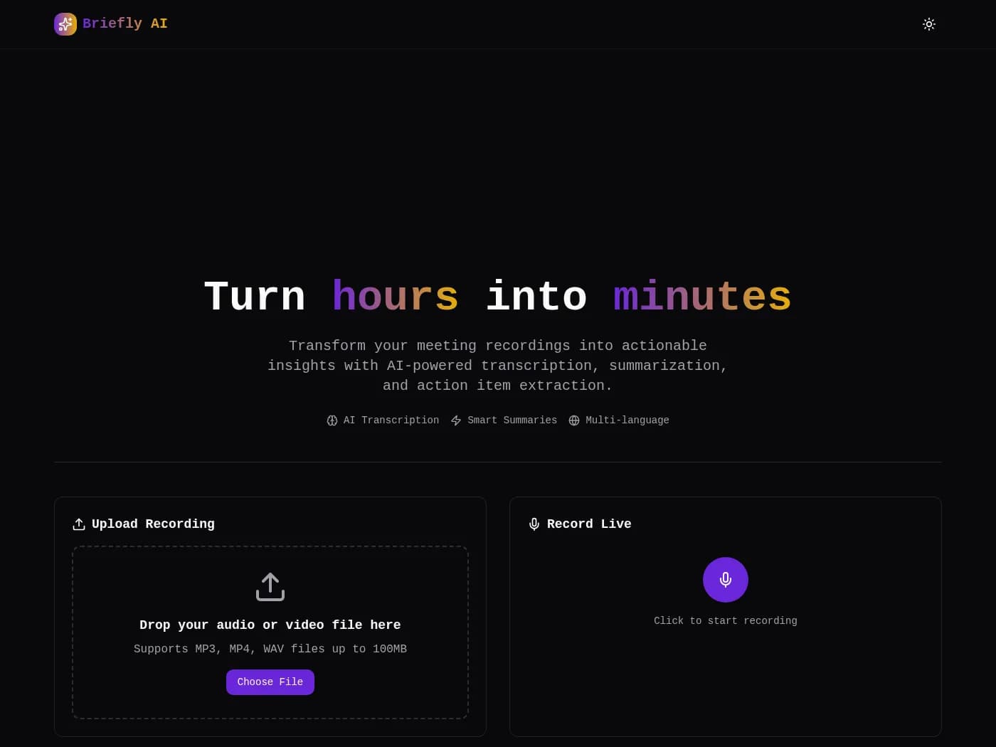 Briefly AI – Modern AI-Powered Meeting Notes Platform