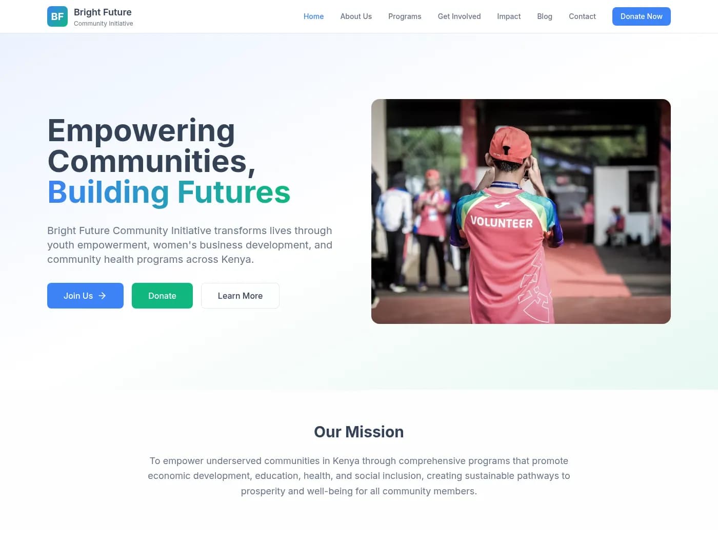 Bright Future Community Initiative – Empowering Communities Web Platform