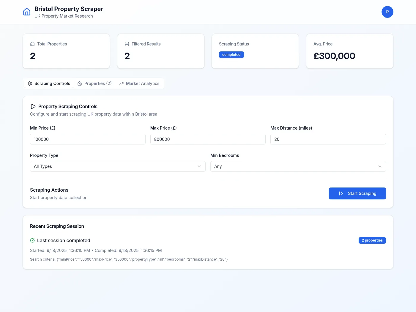 Bristol Area Property Scraper