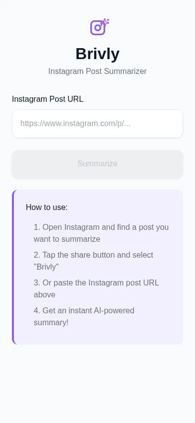 Brivly - Instagram Post Summarizer with LLM Integration