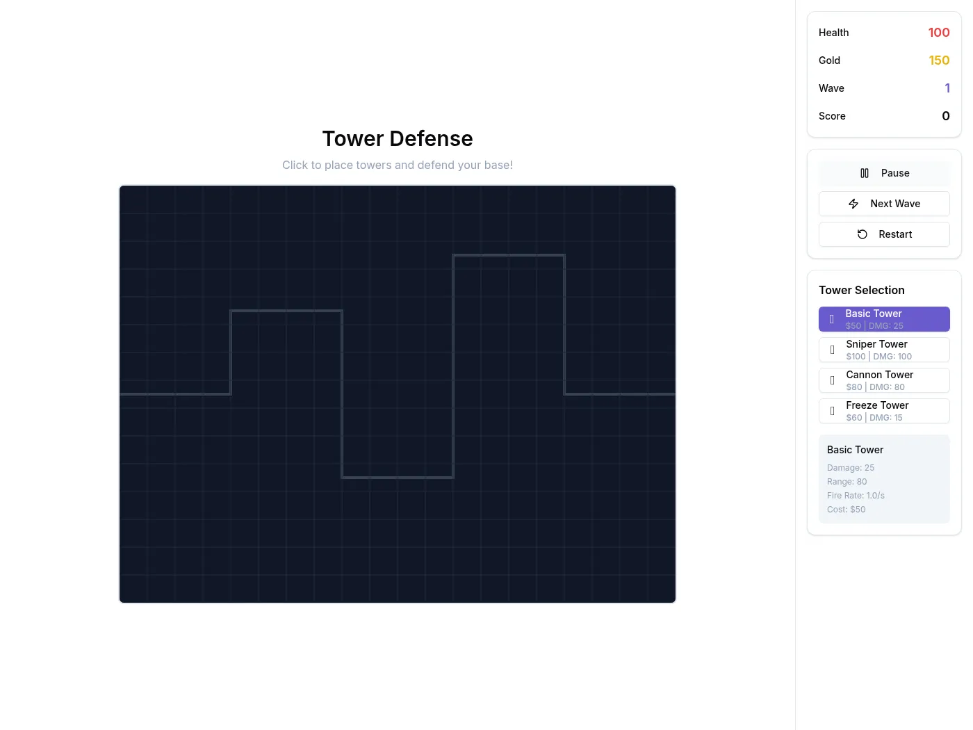 Browser-Based Tower Defense Game