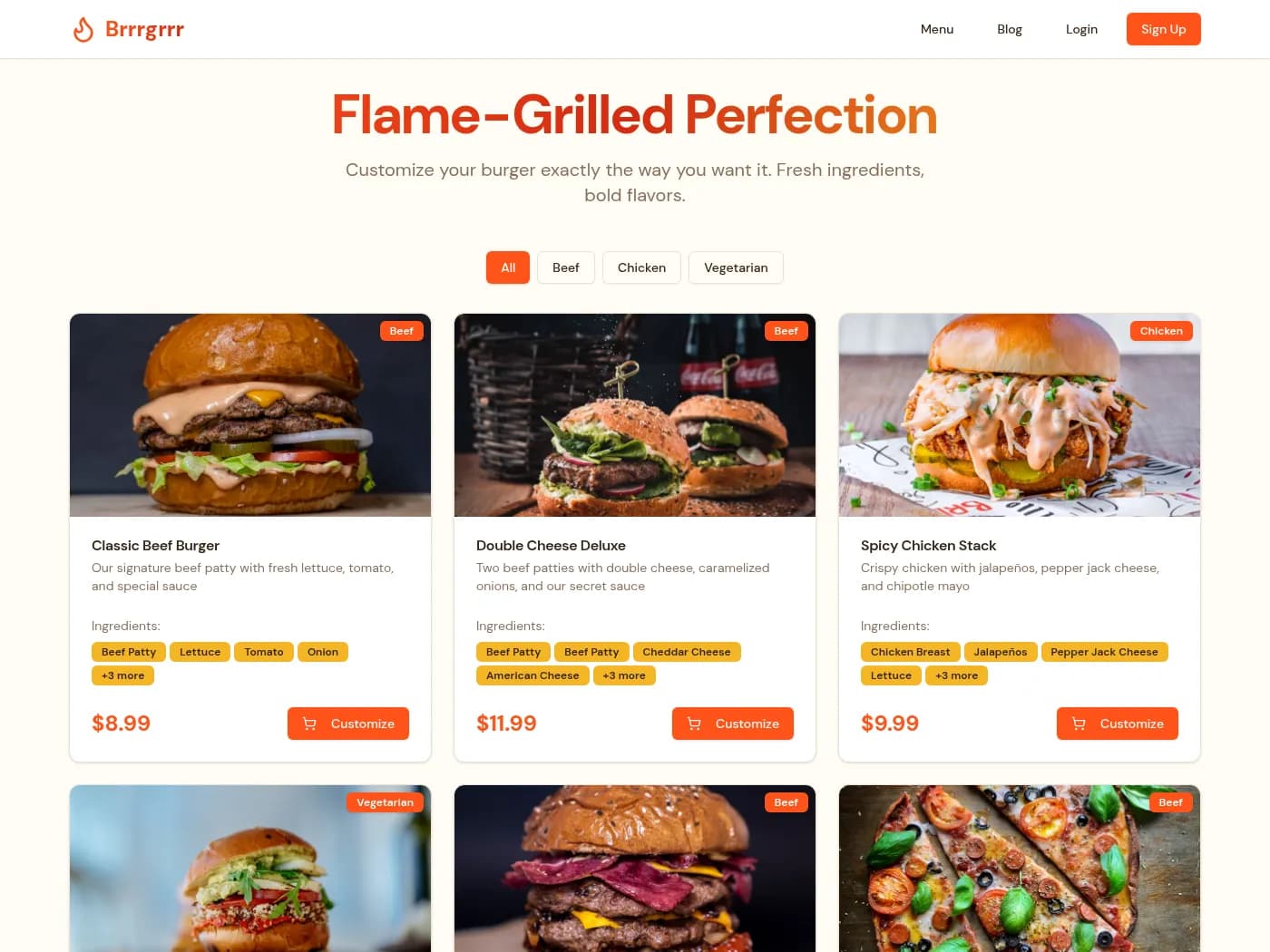Brrrgrrr: Full-Stack Burger Ordering Web Application