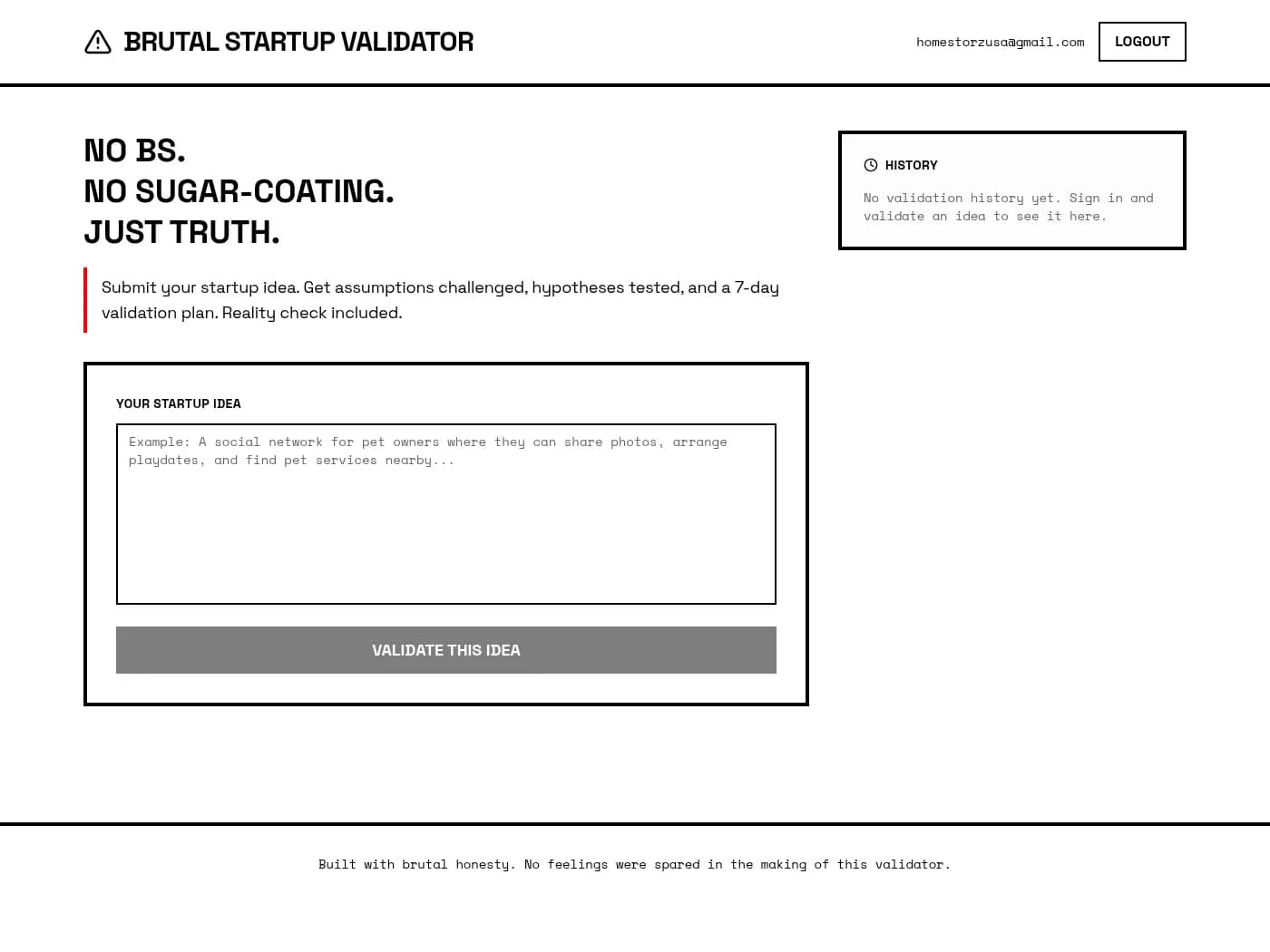 Brutal Startup Validator