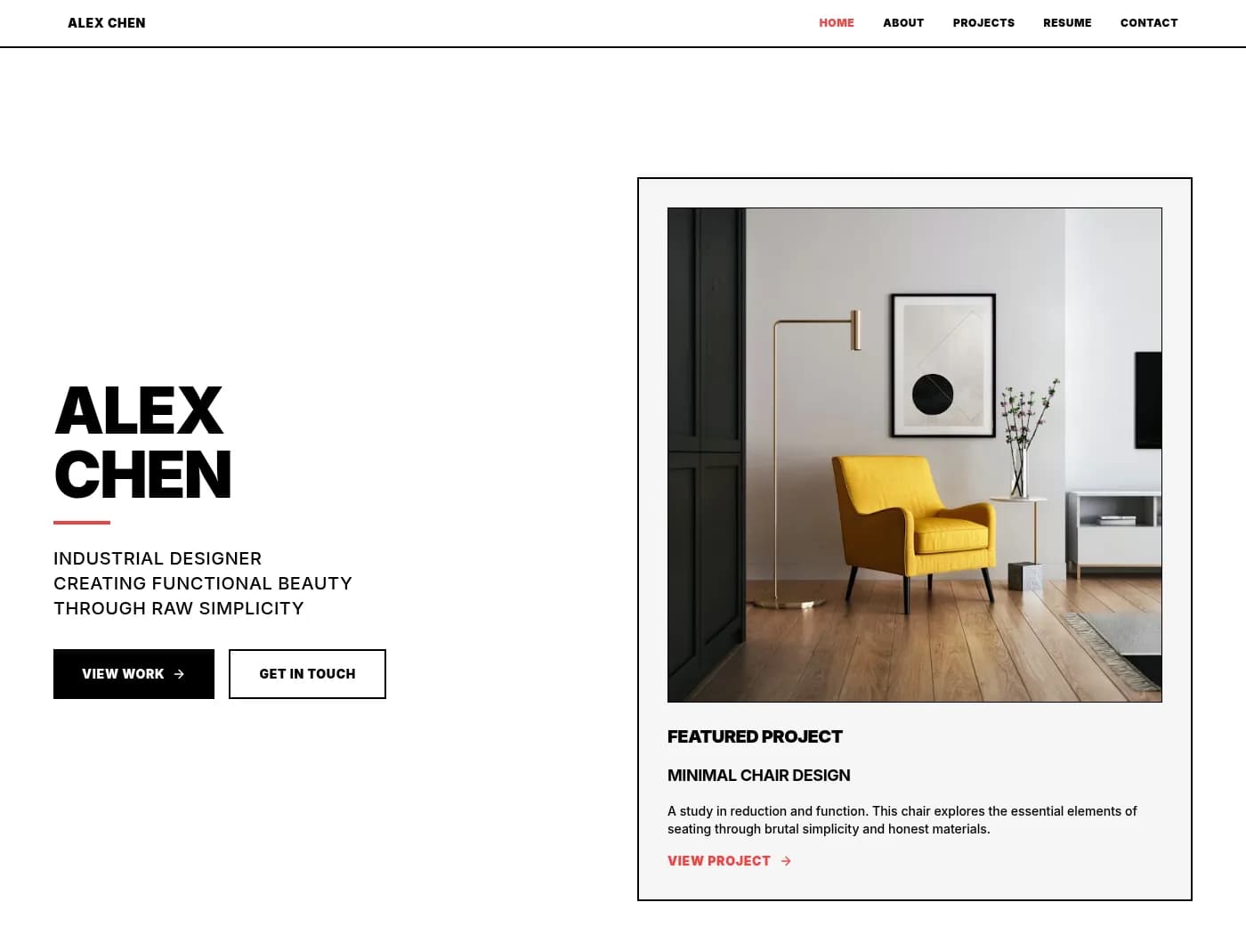 Brutalist Minimal Portfolio for Industrial Designer
