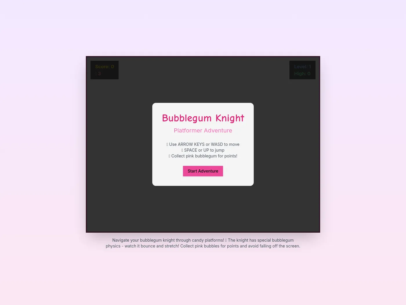 Bubblegum Knight Platformer Adventure