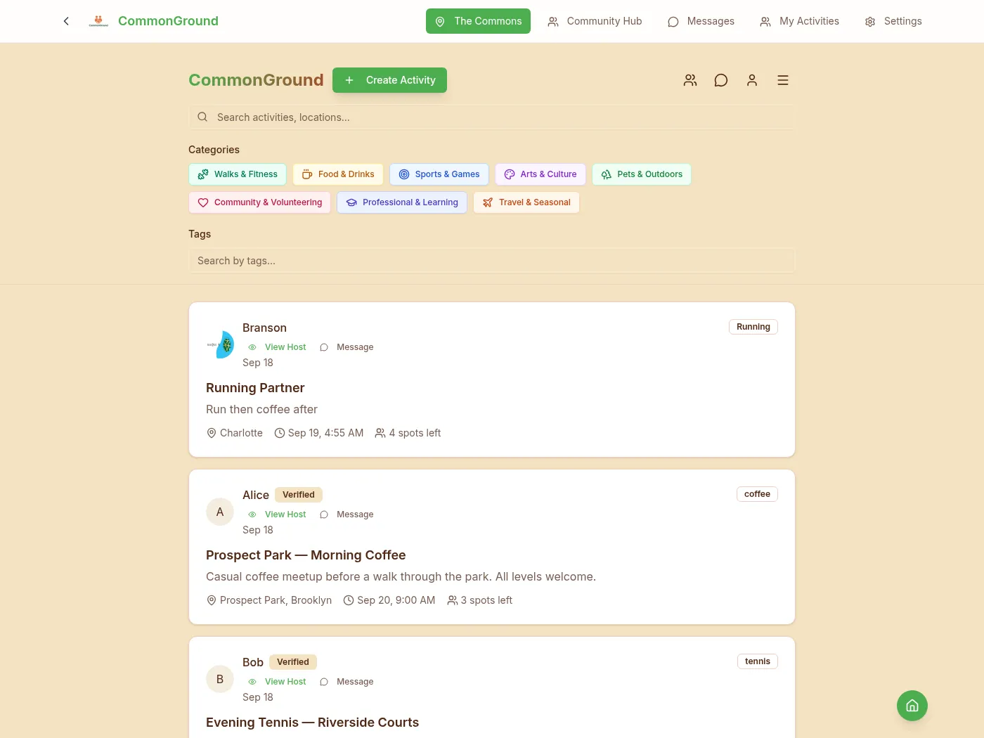 CommonGround — AI-powered Social Activity Matching