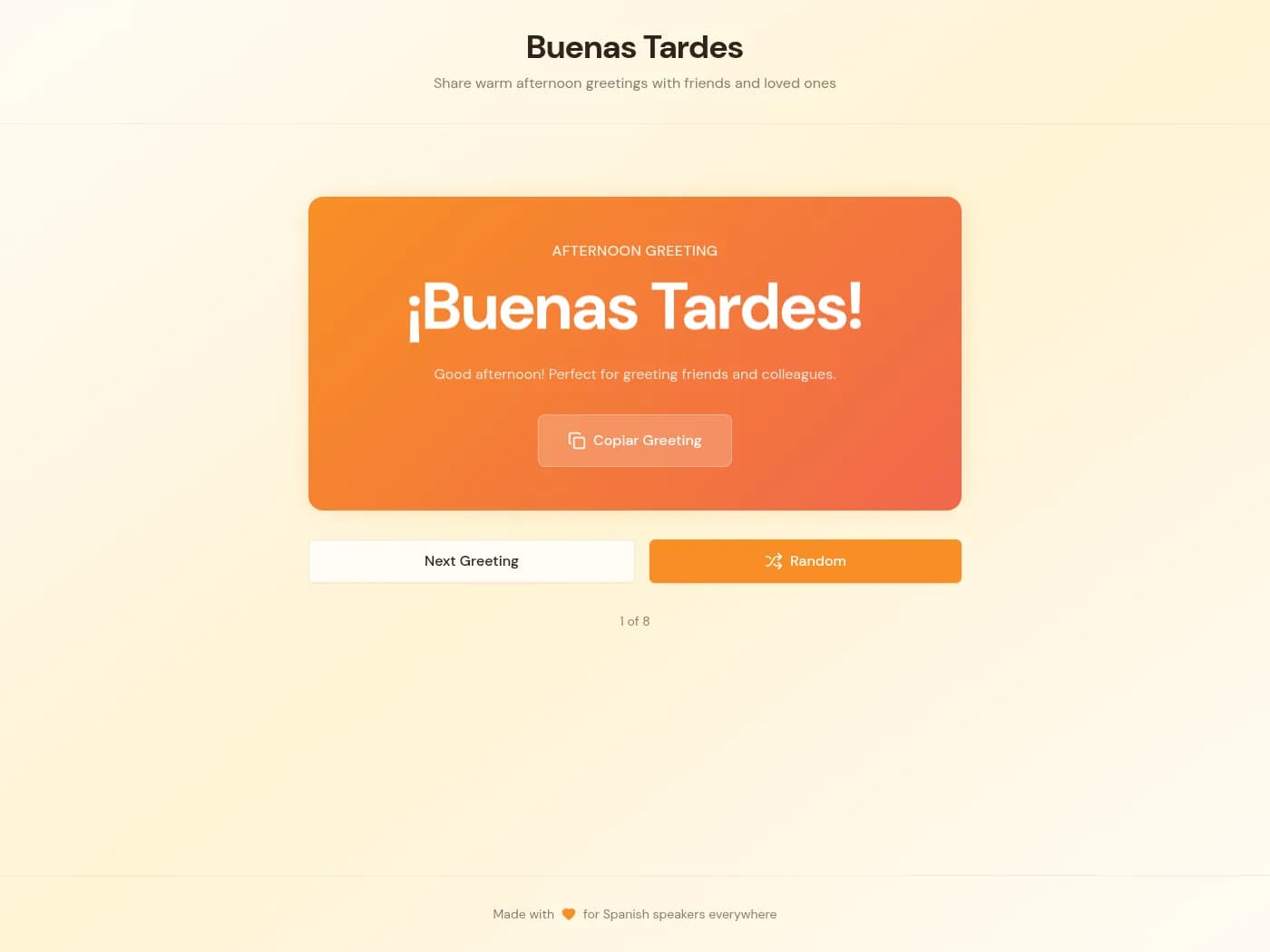Buenas Tardes Greeting Web App