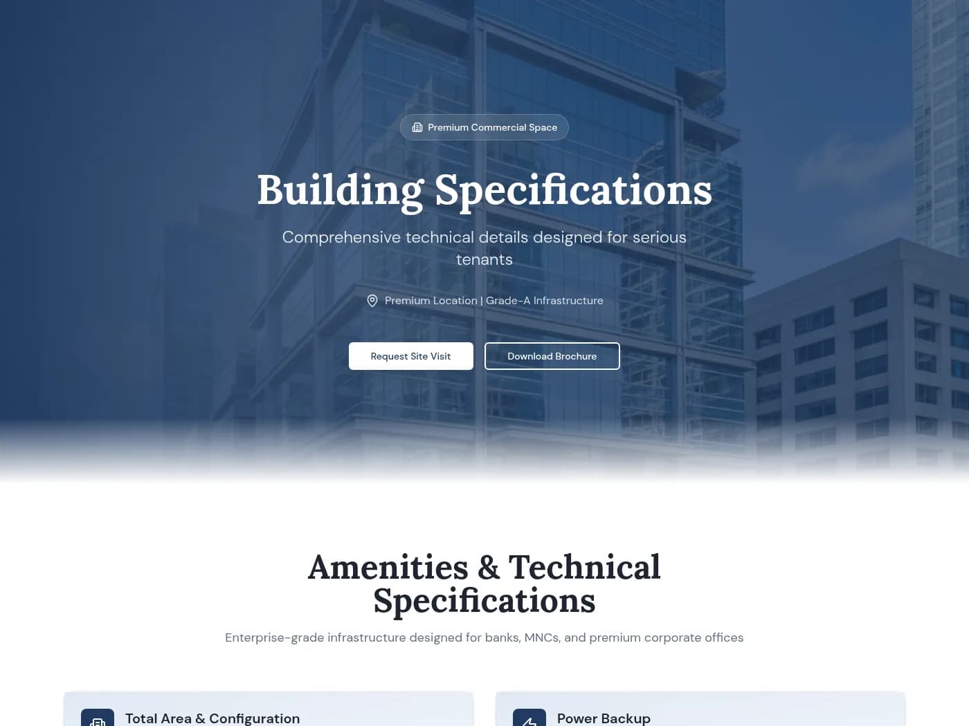 Commercial Property Specifications Portal for Premium Tenants