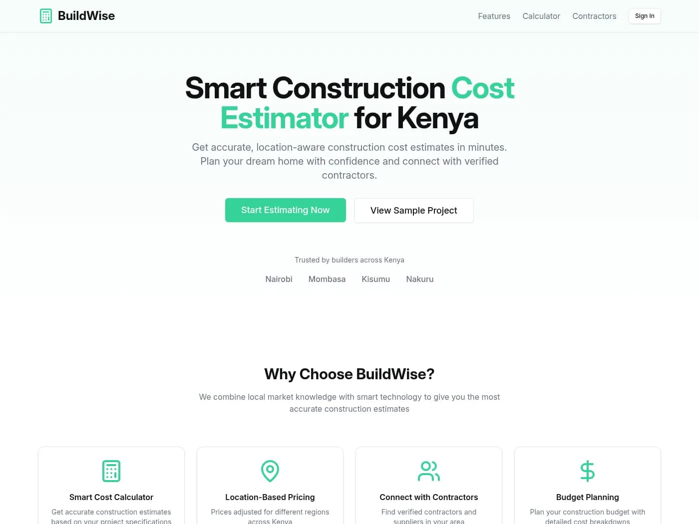 BuildWise: Smart Construction Cost Estimator for Kenya