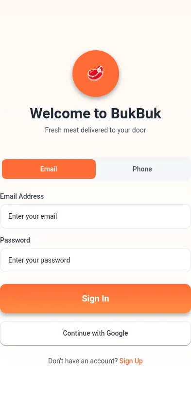 BukBuk Dual-Mode Meat Delivery & Game Mobile App
