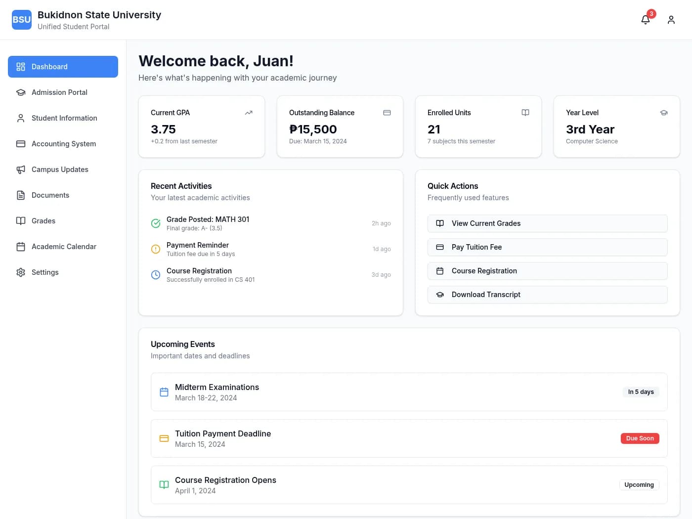 Bukidnon State University Unified Student Portal