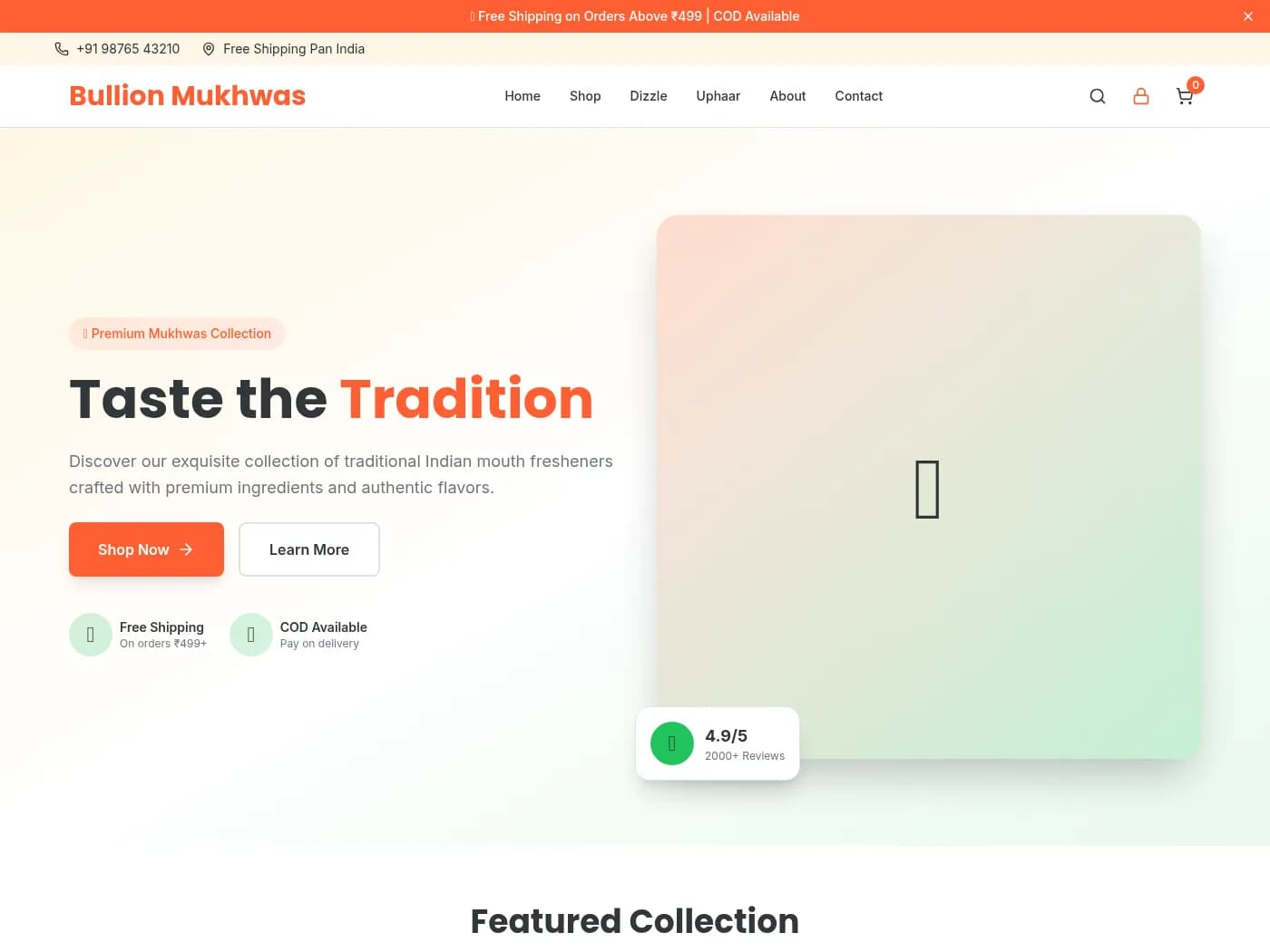 Bullion Mukhwas E-commerce Web Clone