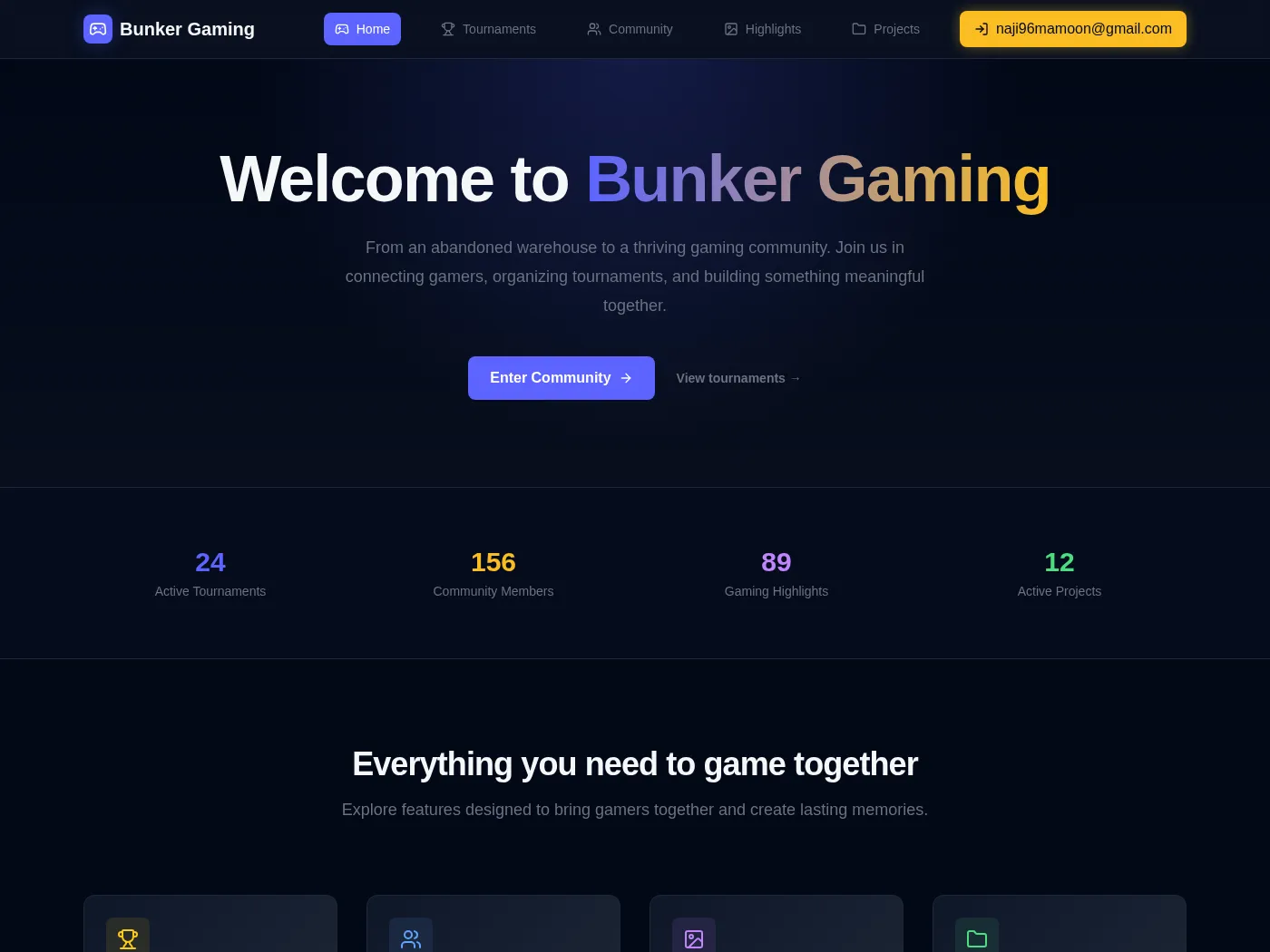 Bunker Gaming Community Portal