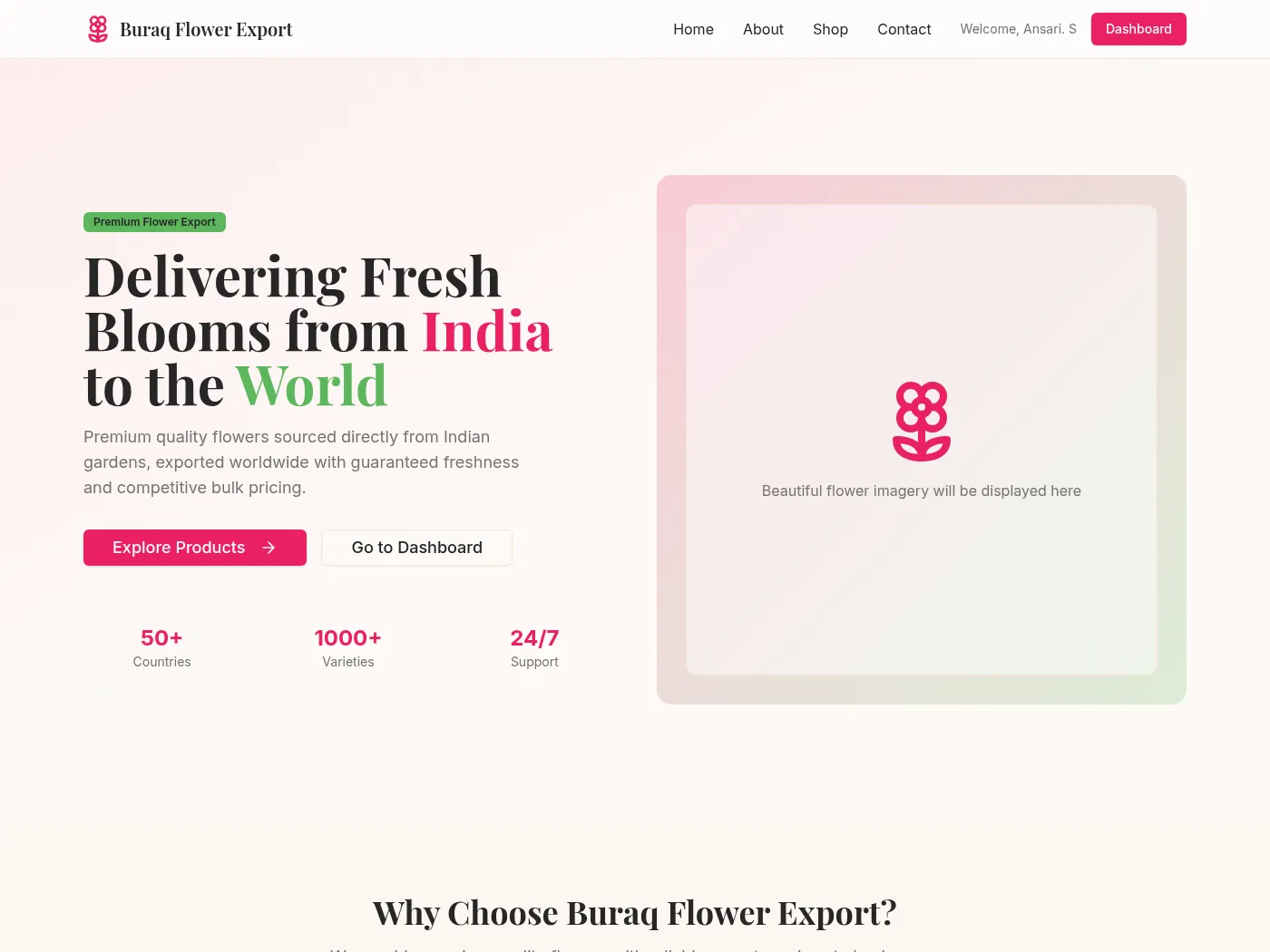 Buraq Flower Export E-Commerce Platform