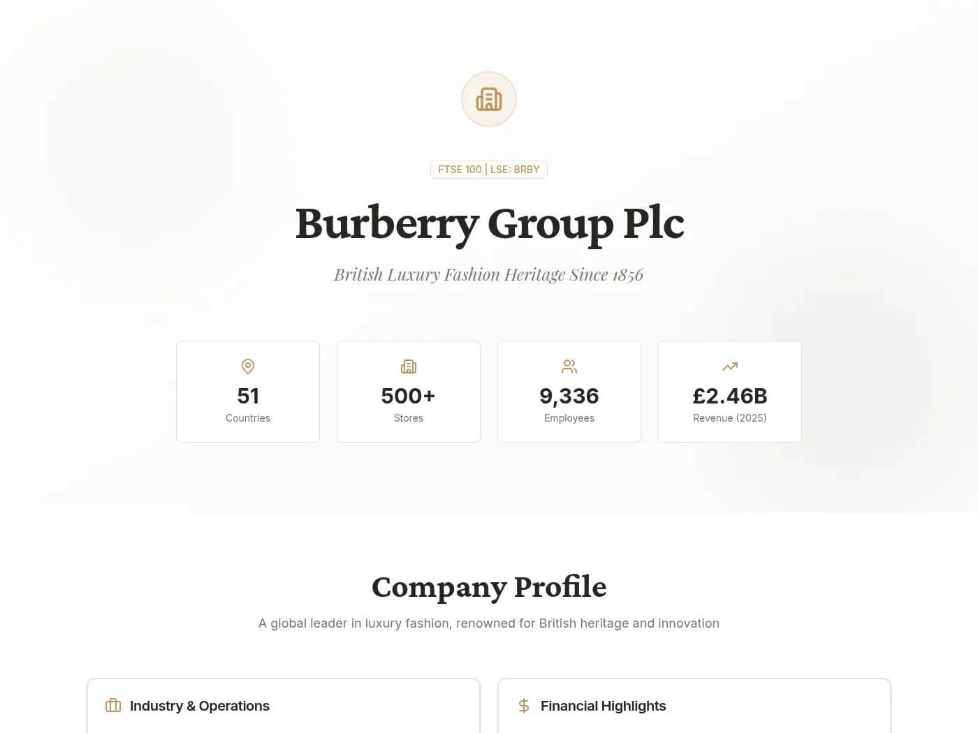 Burberry Group Plc Luxury Brand & Sustainability Overview