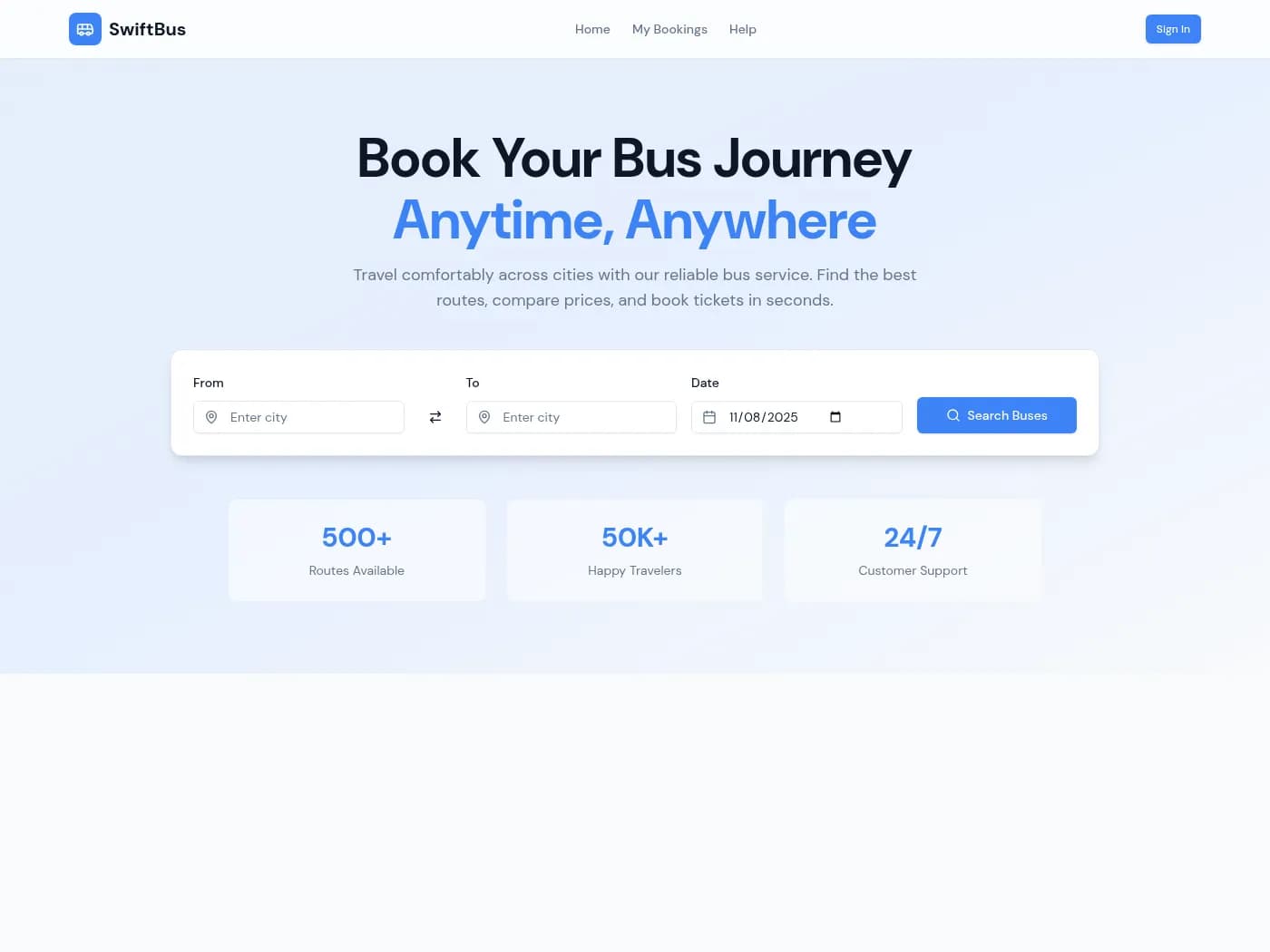 SwiftBus: Seamless Bus Ticket Booking Platform