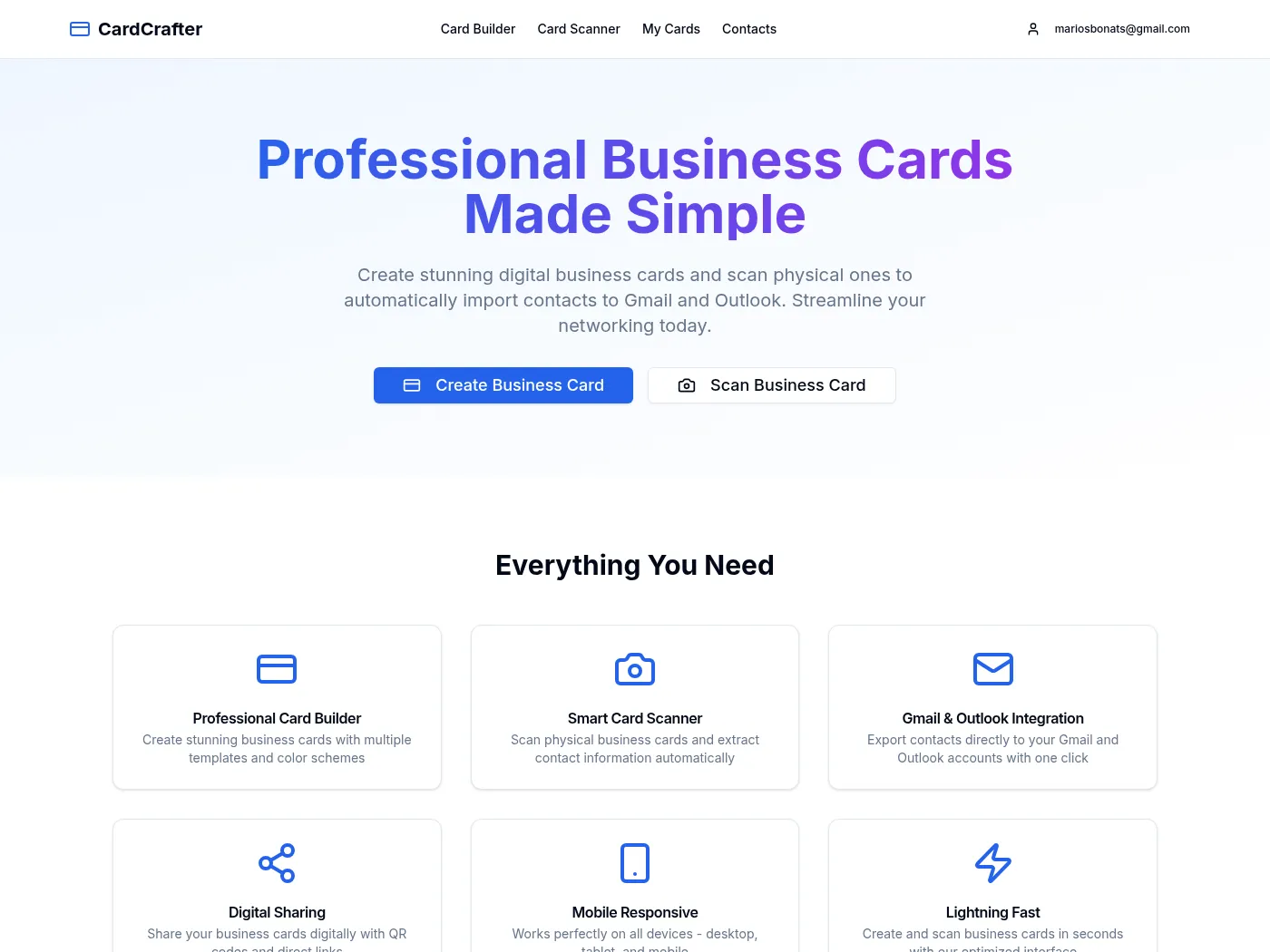 Business Card Builder and Smart Contact Importer