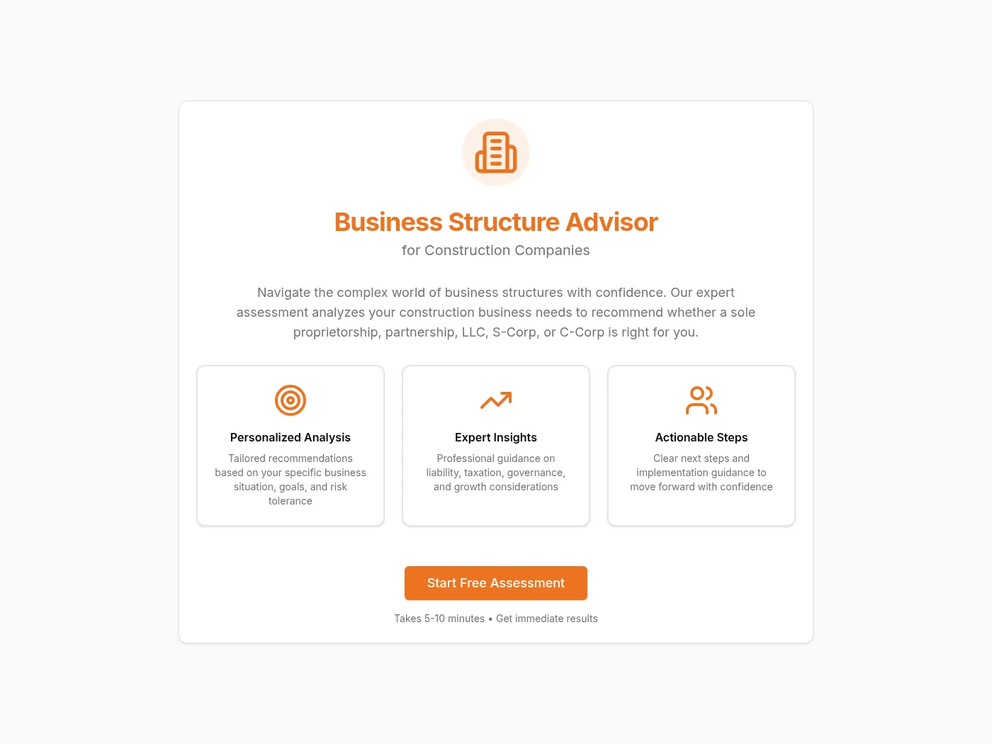 Business Structure Advisor for Construction Companies